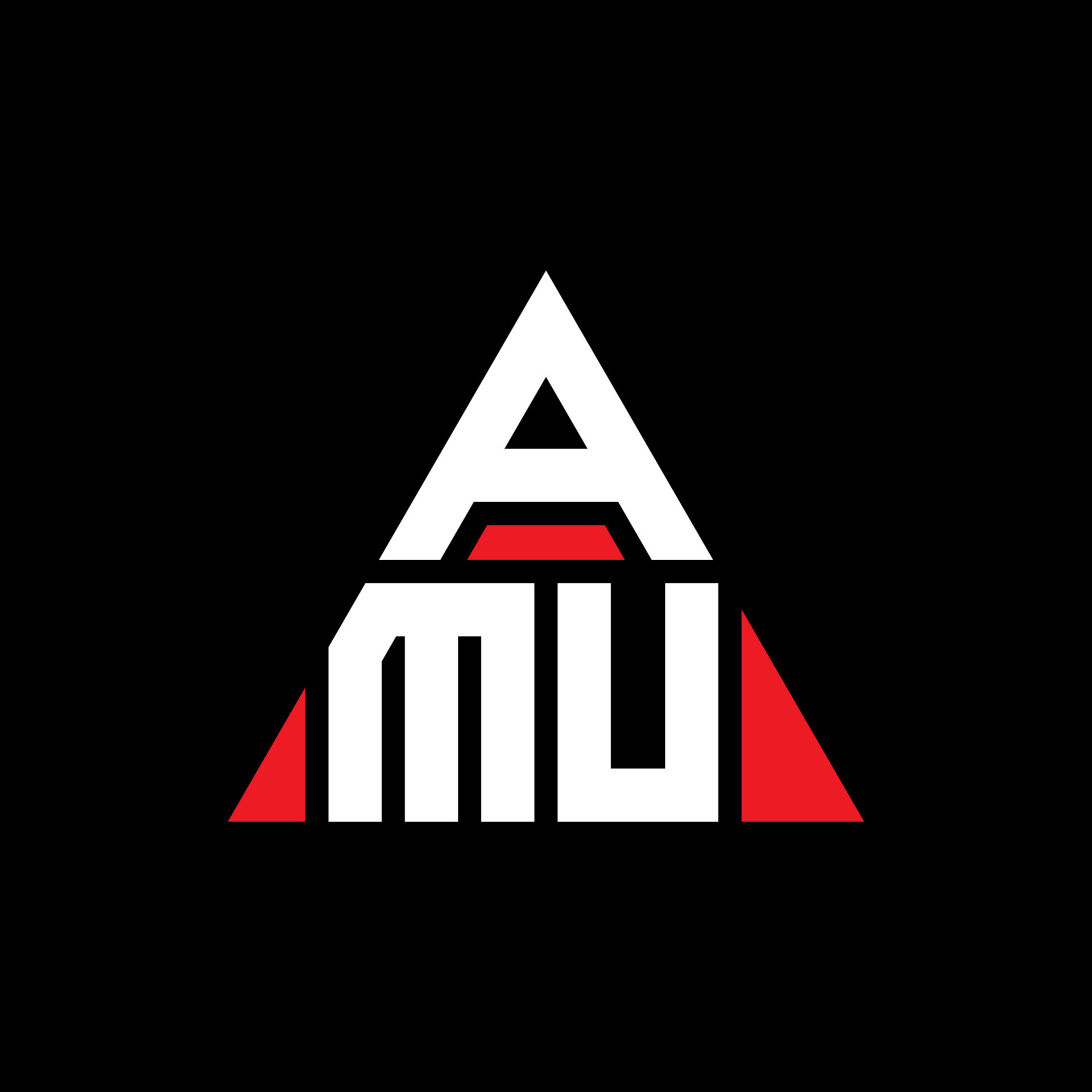 AMU triangle letter logo design with triangle shape. AMU triangle logo design monogram. AMU ...