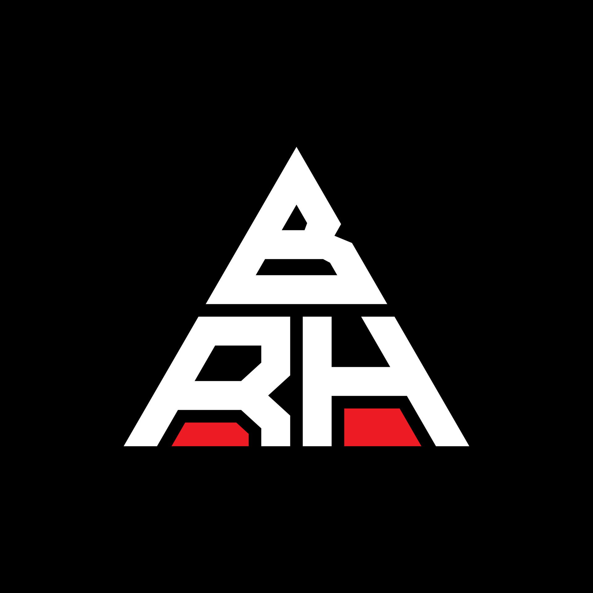 diseño de logotipo de letra de triángulo brh con forma de triángulo. monograma de diseño de ...