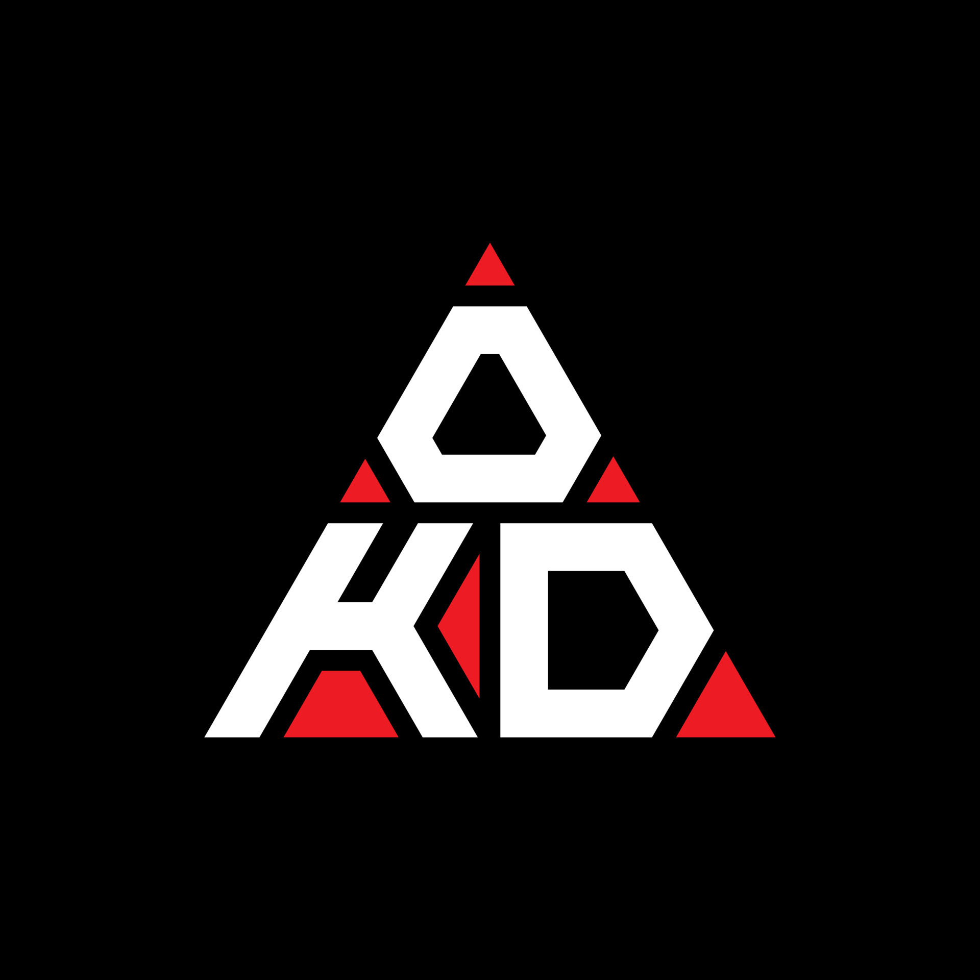 diseño de logotipo de letra triangular okd con forma de triángulo. monograma de diseño de ...