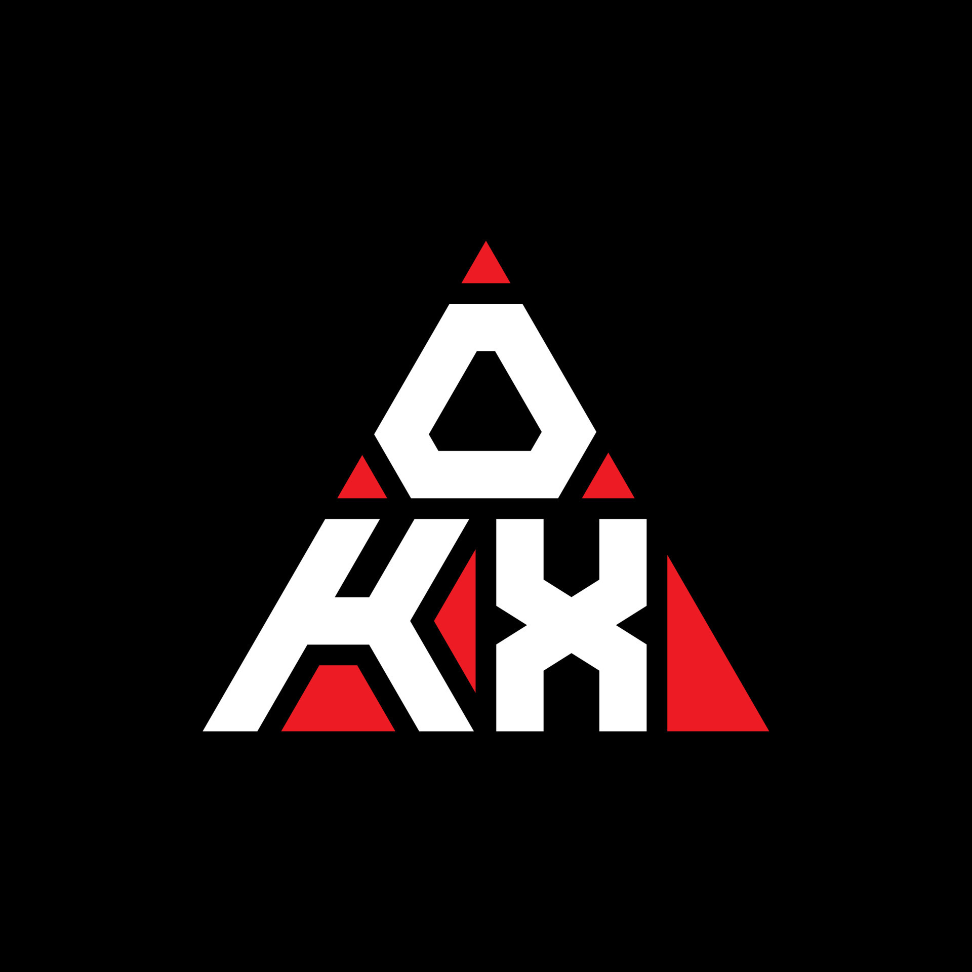 diseño de logotipo de letra triangular okx con forma de triángulo. monograma de diseño del ...
