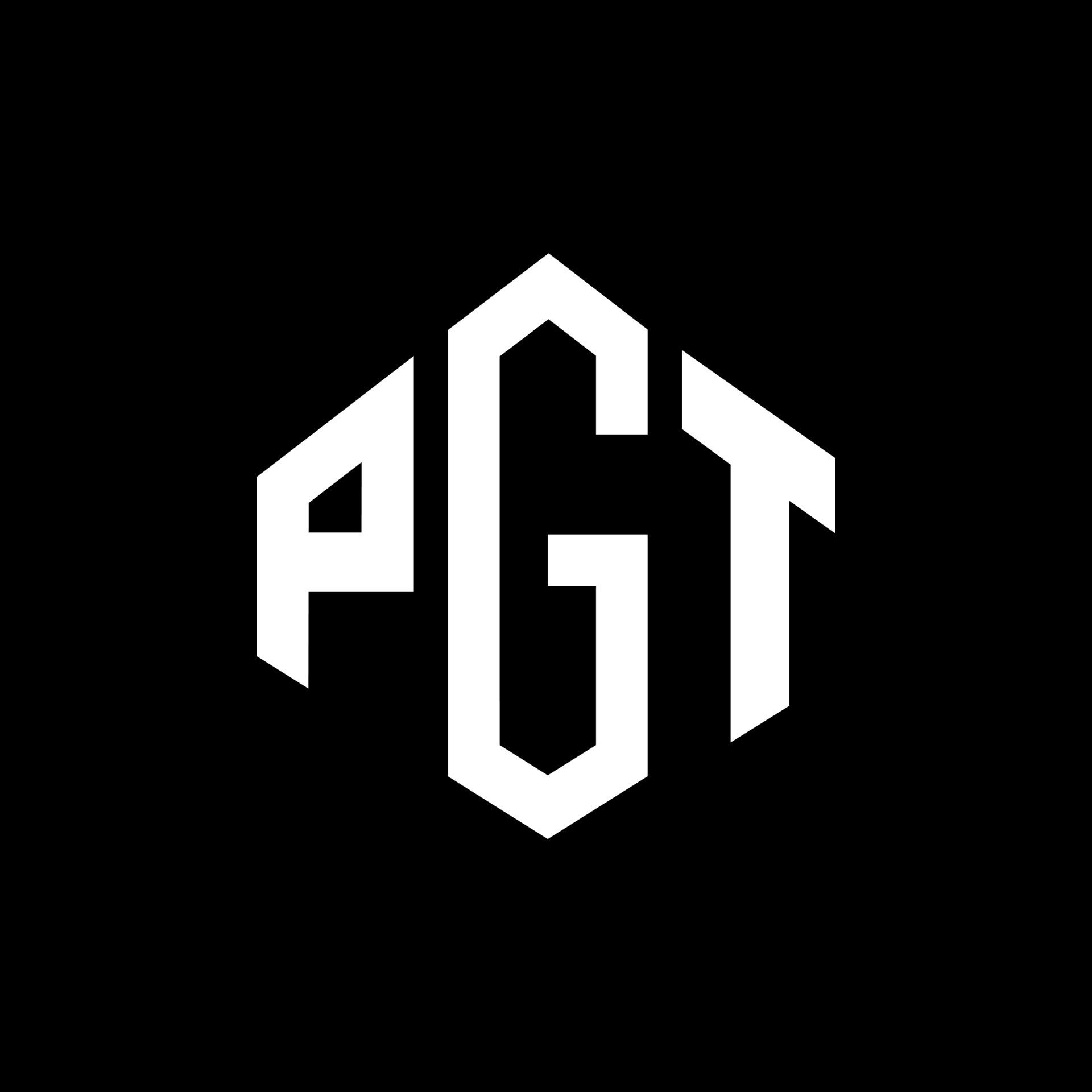 diseño de logotipo de letra pgt con forma de polígono. diseño de logotipo de forma de cubo y ...