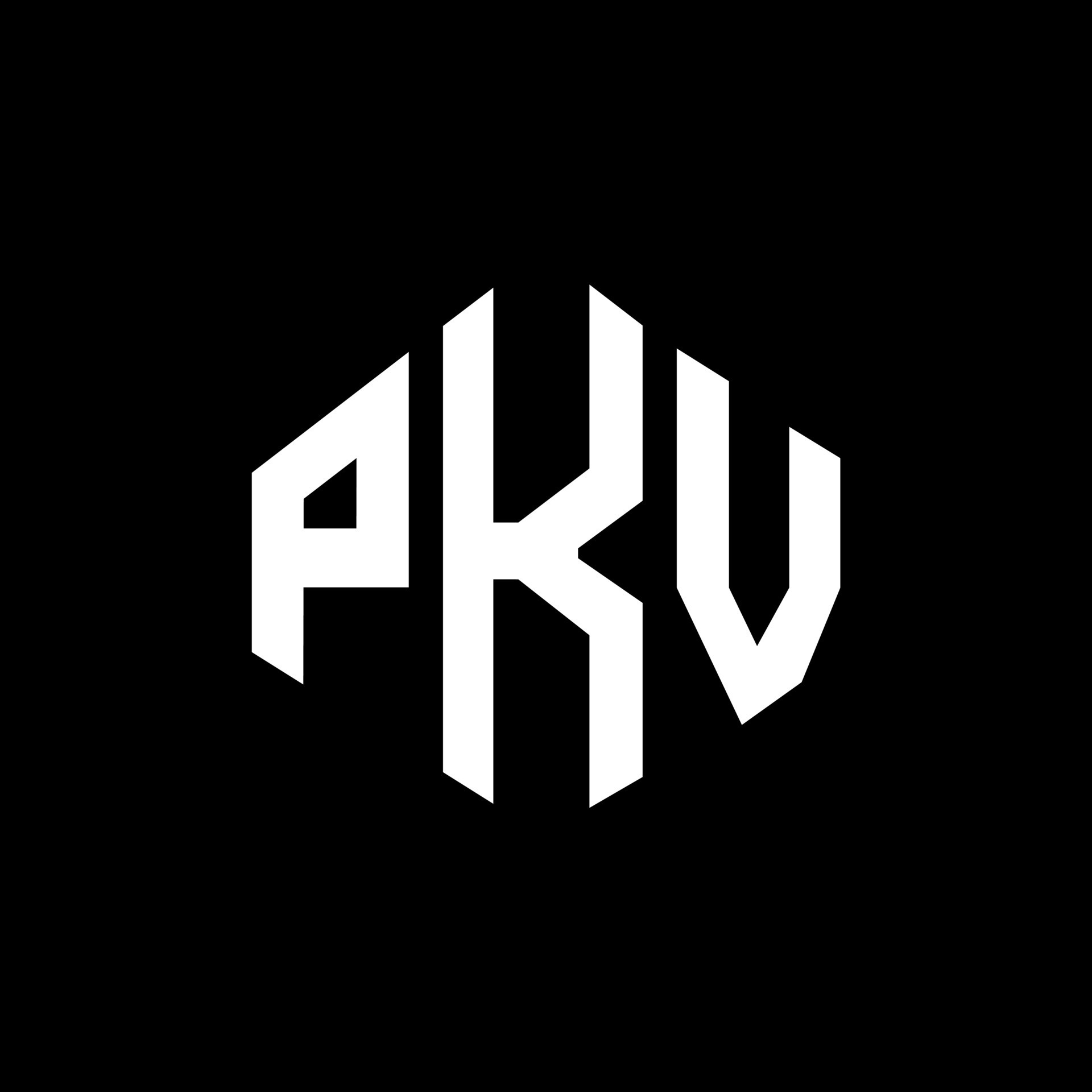 diseño de logotipo de letra pkv con forma de polígono. diseño de logotipo de forma de cubo y ...