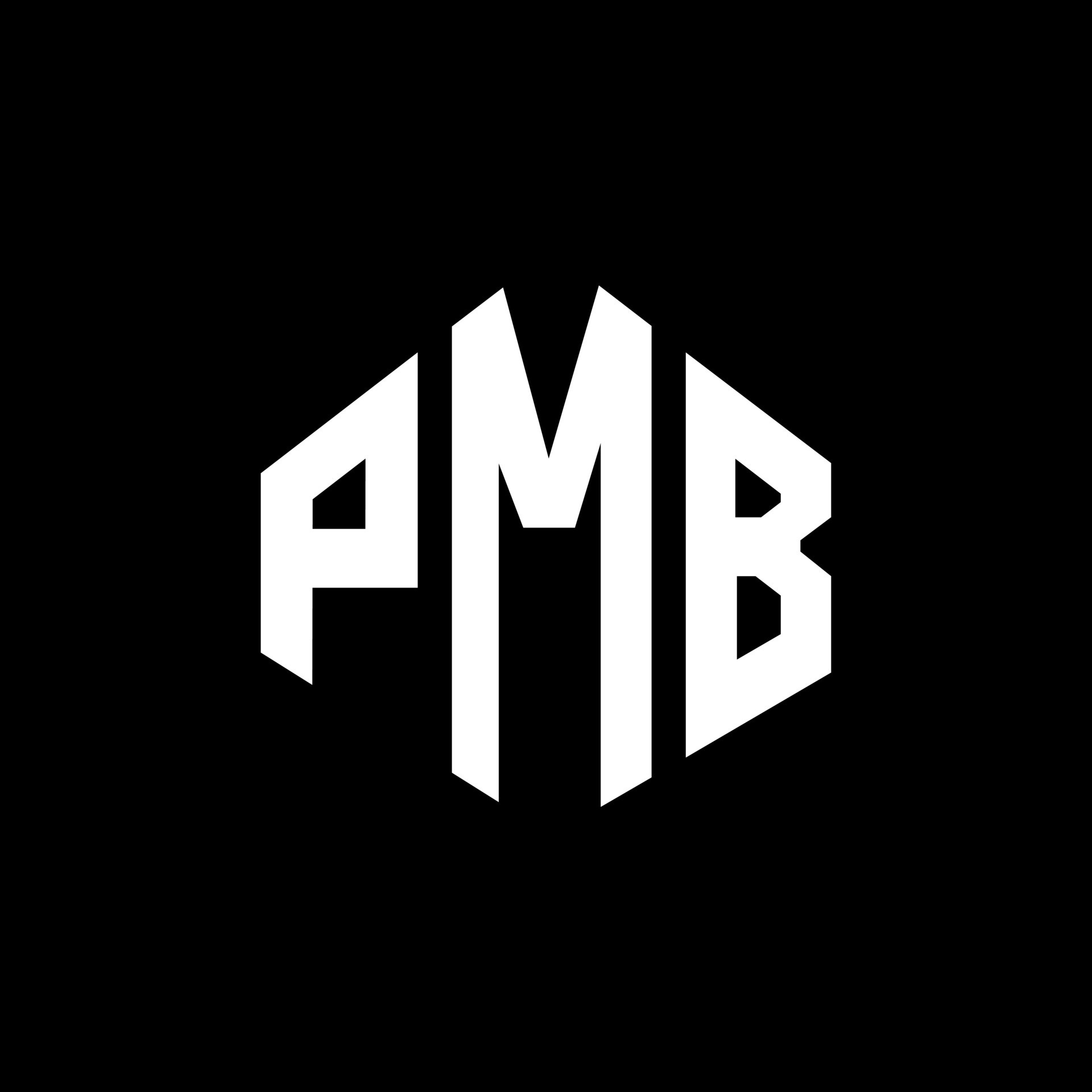 diseño de logotipo de letra pmb con forma de polígono. diseño de logotipo en forma de cubo y ...