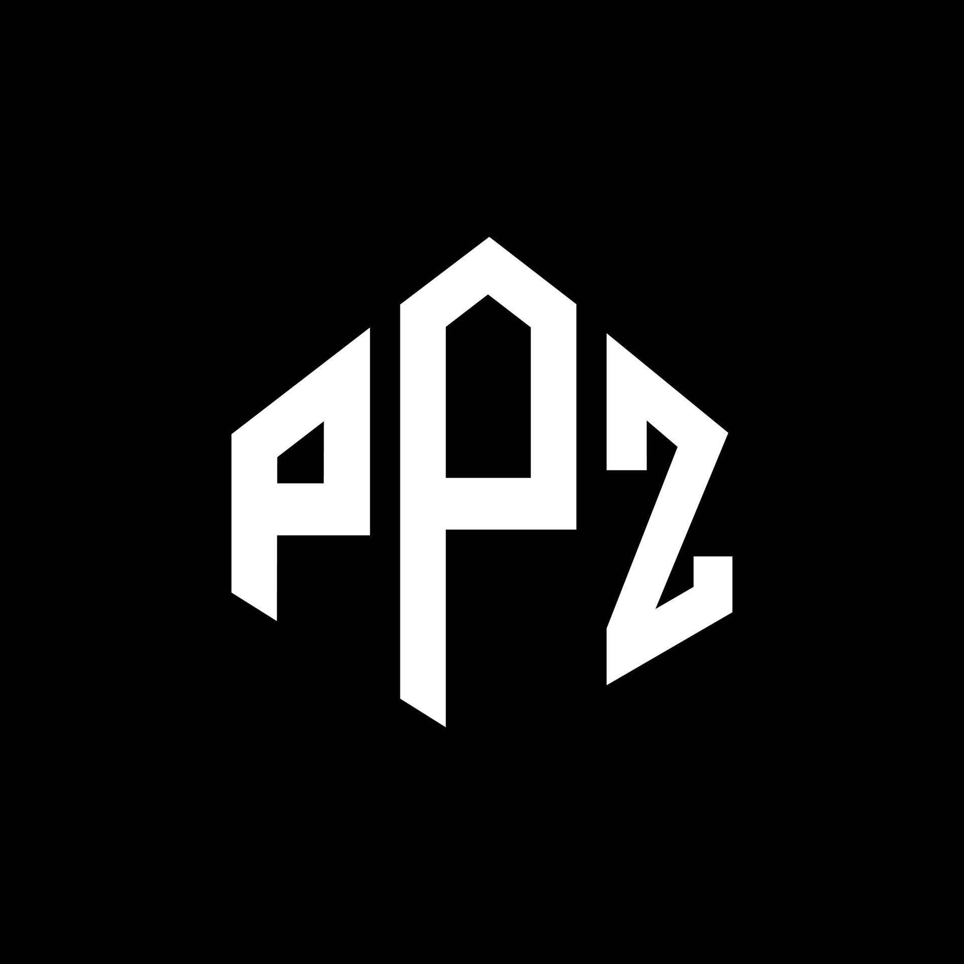 diseño de logotipo de letra ppz con forma de polígono. diseño de logotipo de forma de cubo y ...