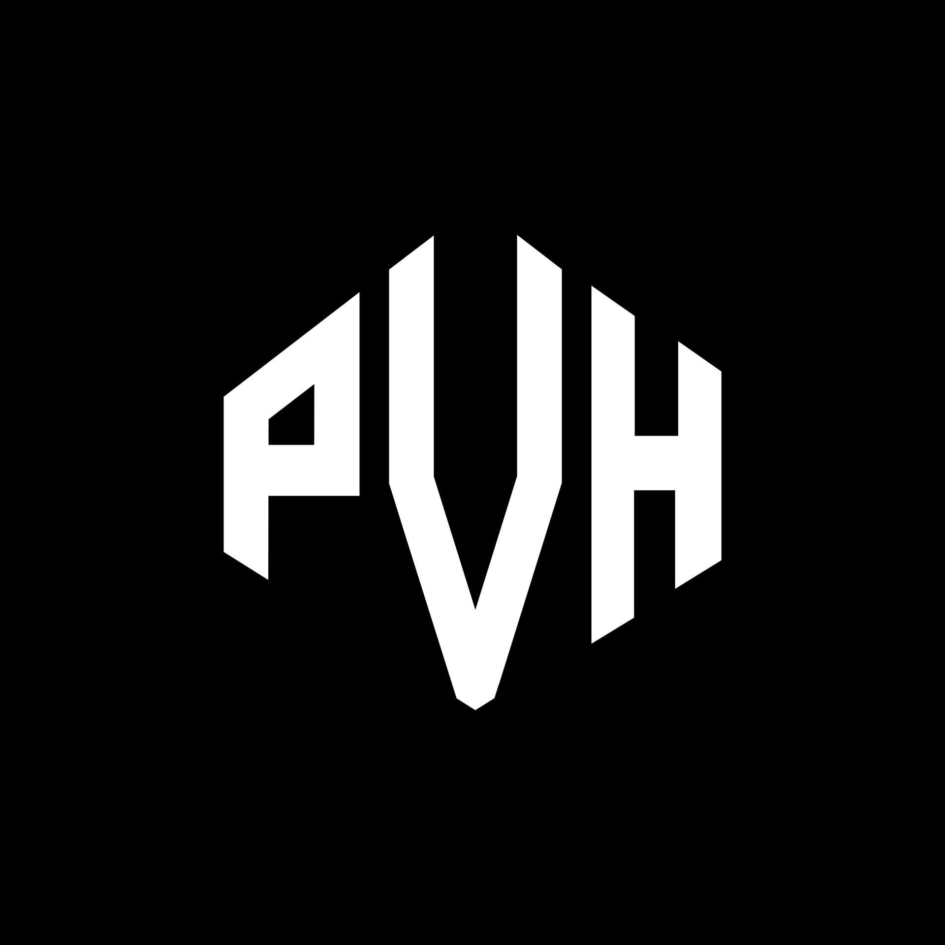PVH letter logo design with polygon shape. PVH polygon and cube shape logo design. PVH hexagon ...