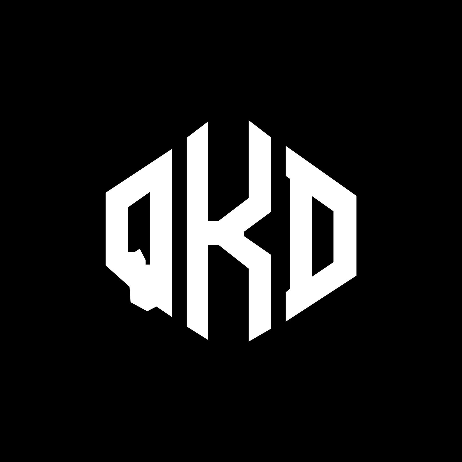 diseño de logotipo de letra qkd con forma de polígono. diseño de logotipo en forma de cubo y ...