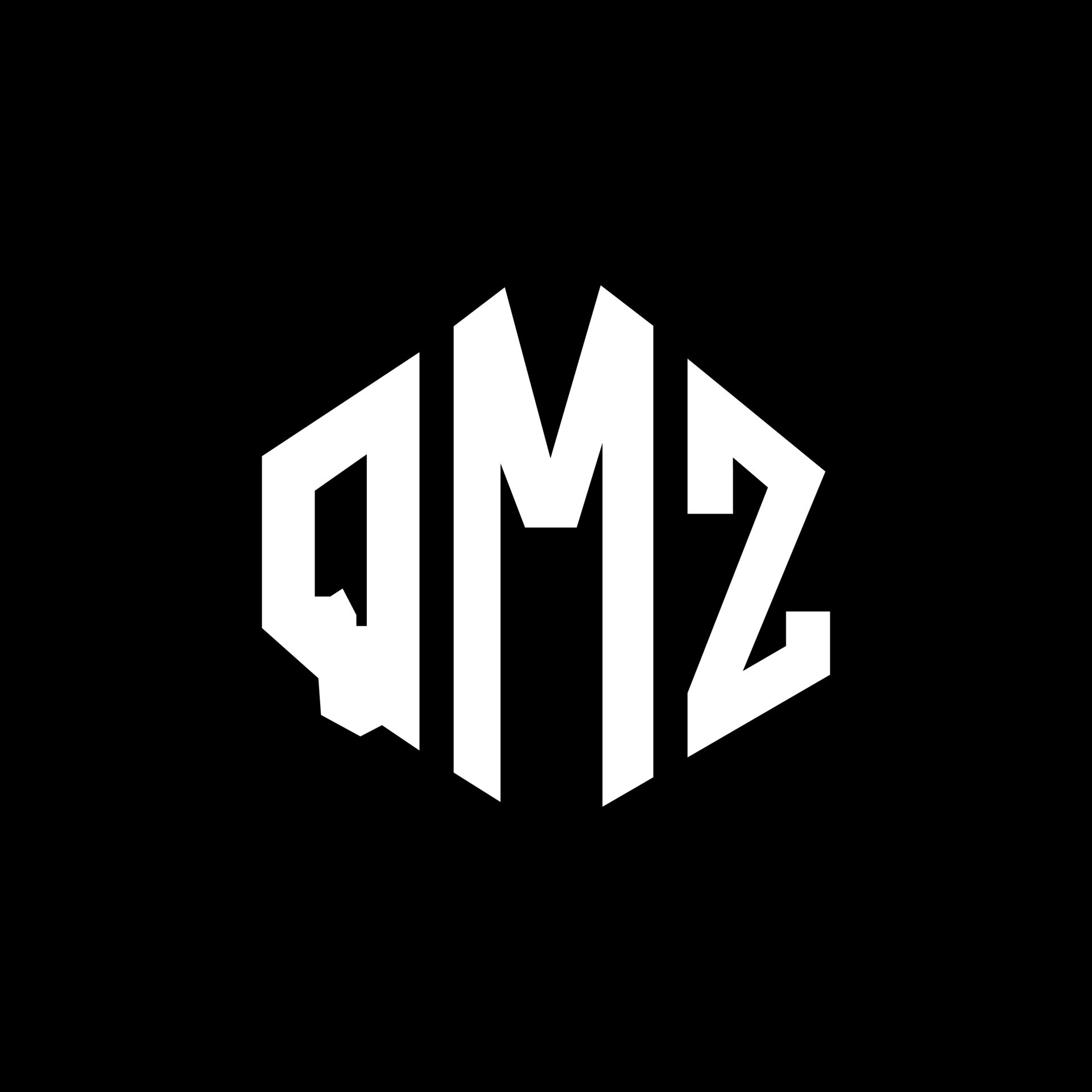 QMZ letter logo design with polygon shape. QMZ polygon and cube shape logo design. QMZ hexagon ...