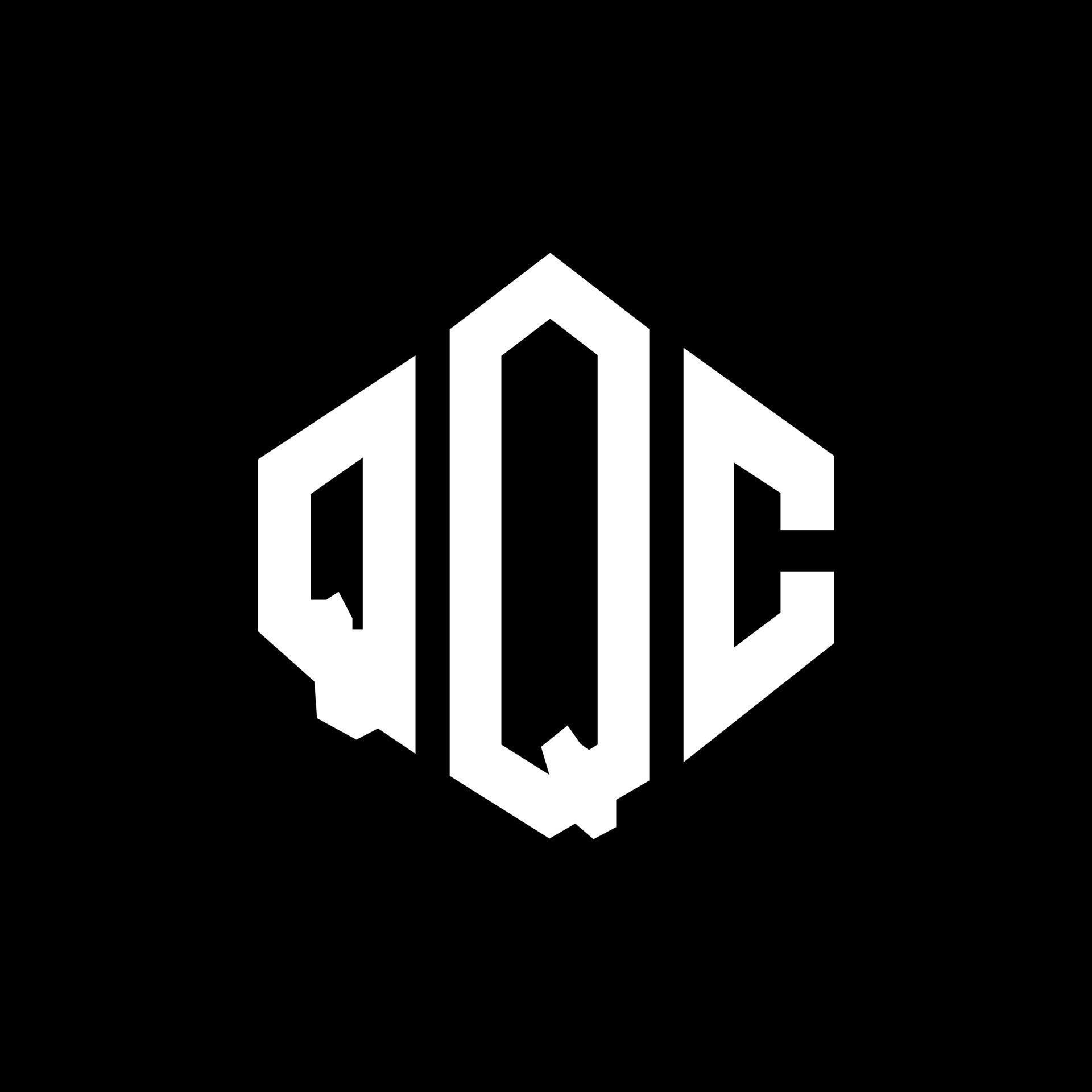diseño de logotipo de letra qqc con forma de polígono. diseño de logotipo en forma de cubo y ...