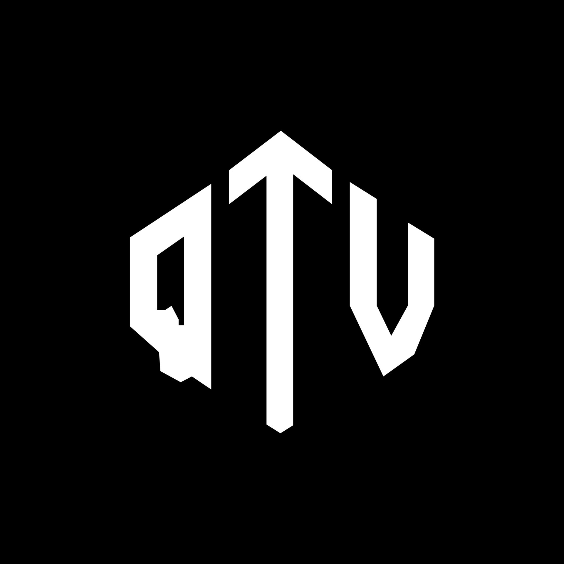 diseño de logotipo de letra qtv con forma de polígono. qtv polígono y diseño de logotipo en ...