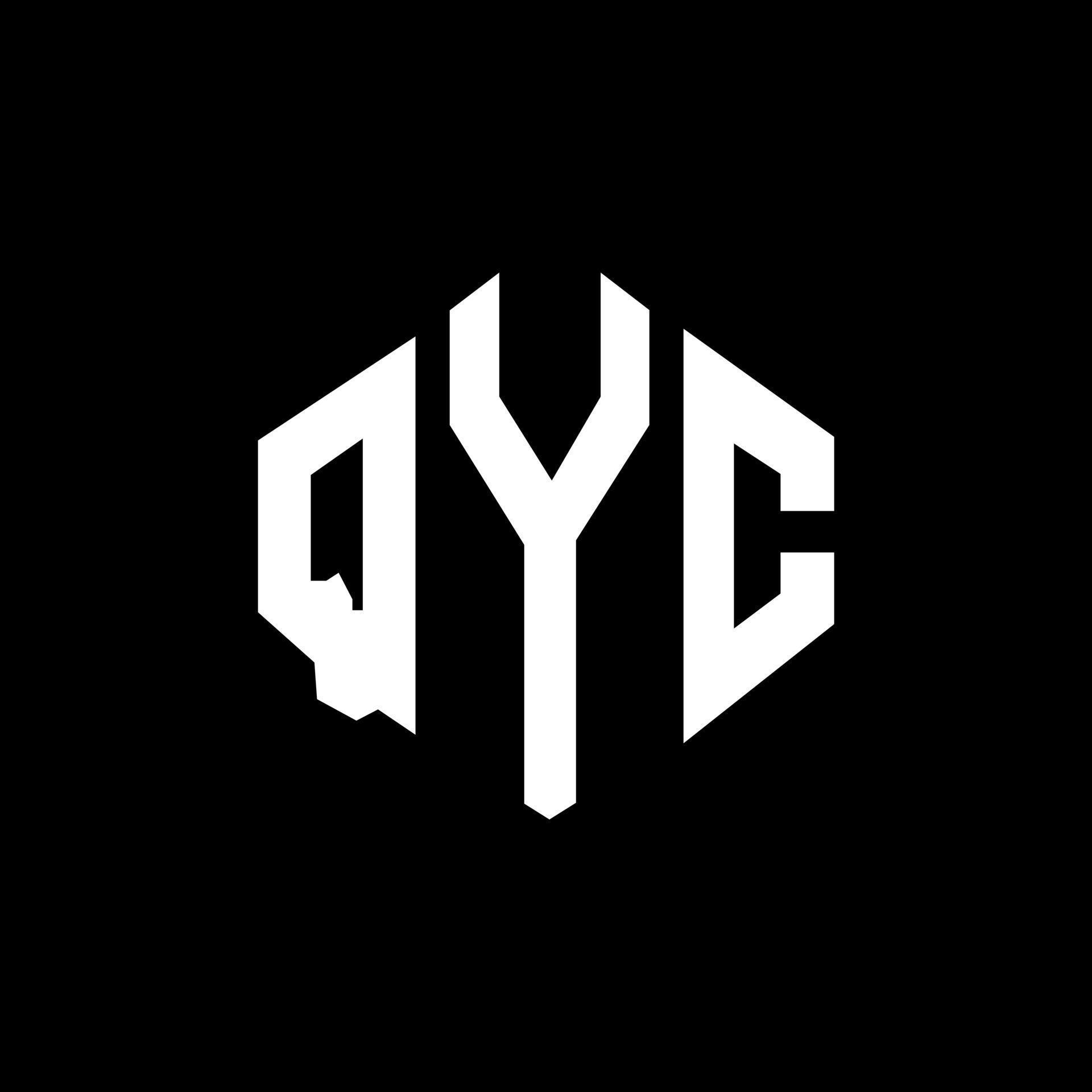 diseño de logotipo de letra qyc con forma de polígono. diseño de logotipo en forma de cubo y ...