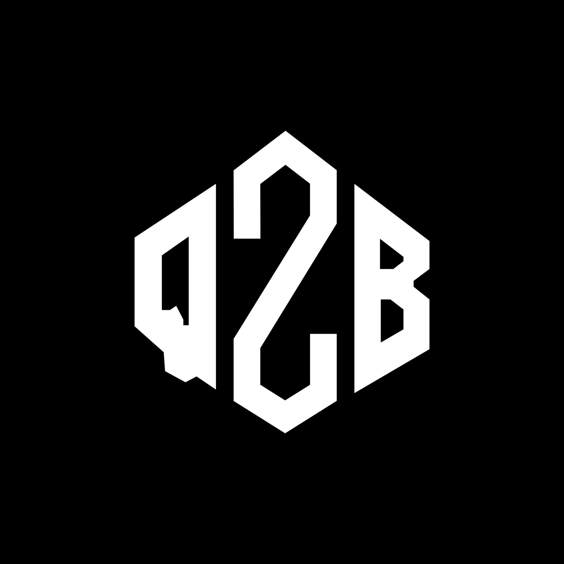diseño de logotipo de letra qzb con forma de polígono. qzb polígono y diseño de logotipo en ...