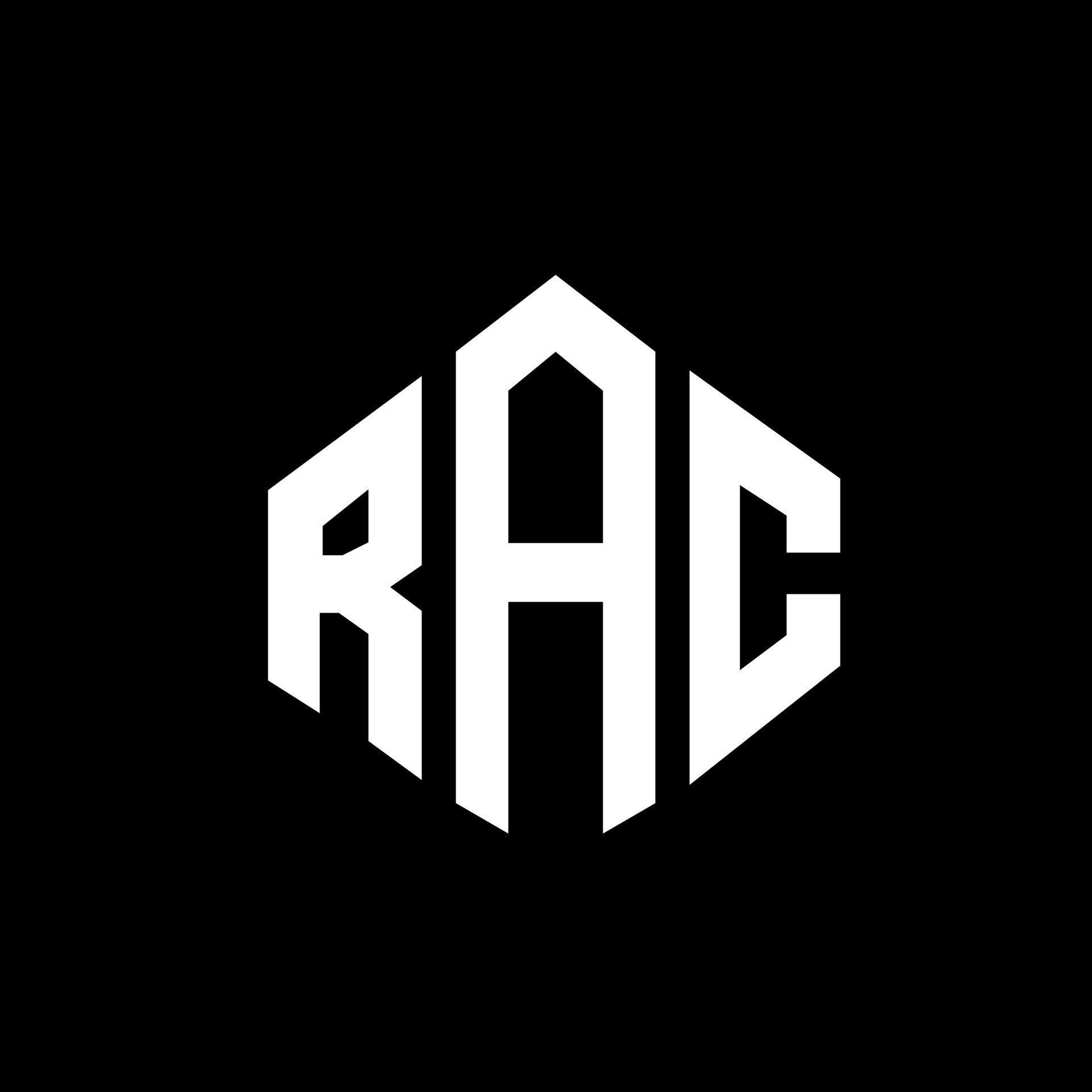 diseño de logotipo de letra rac con forma de polígono. diseño de logotipo en forma de cubo y ...