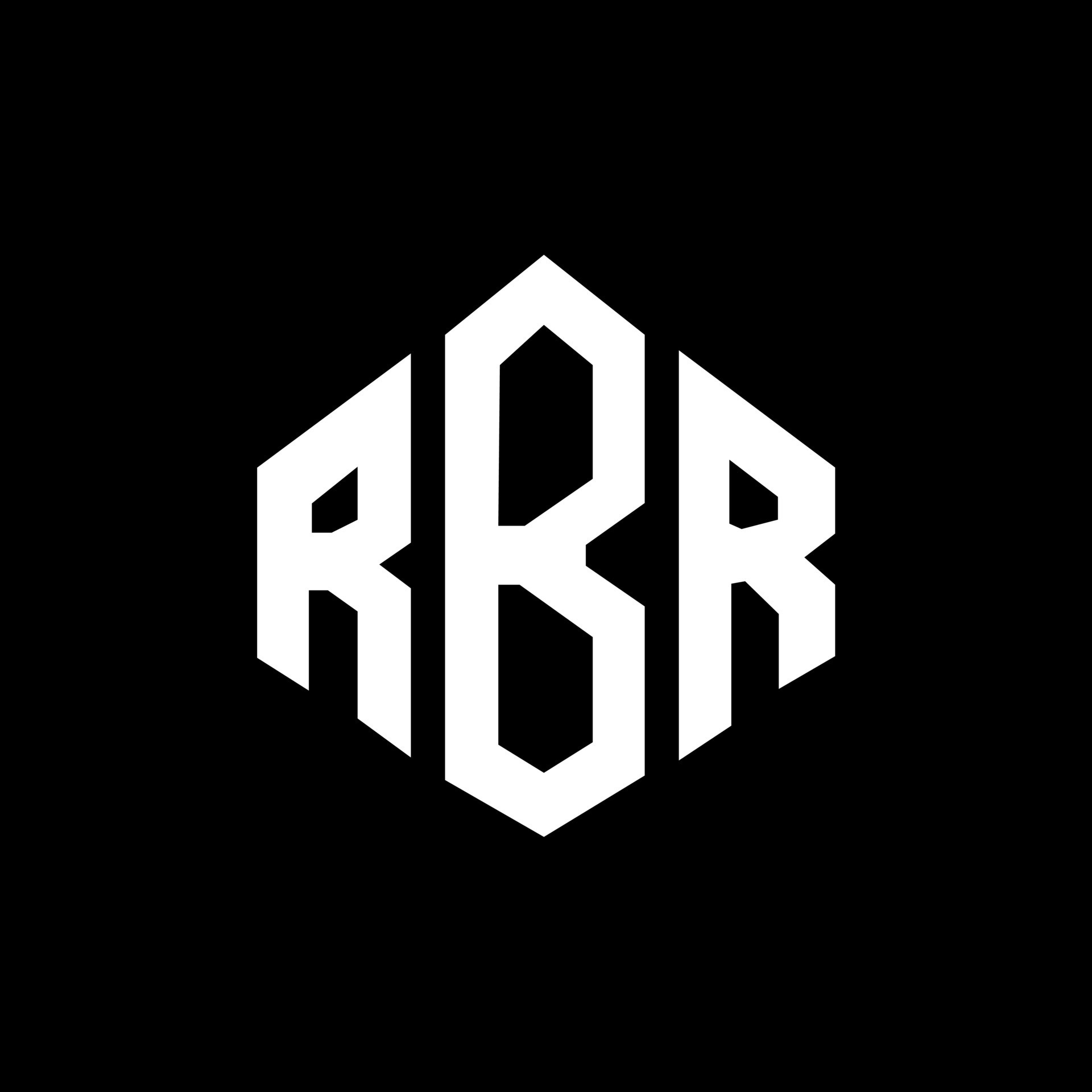 diseño de logotipo de letra rbr con forma de polígono. diseño de logotipo en forma de cubo y ...