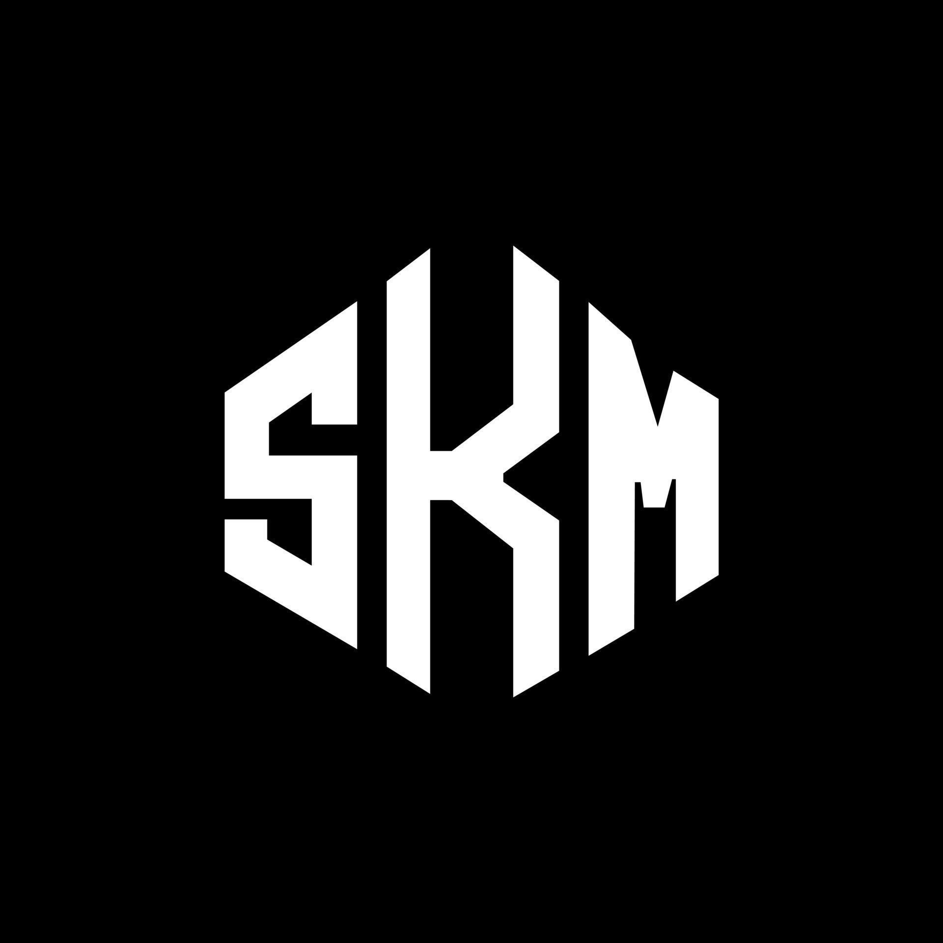 diseño de logotipo de letra skm con forma de polígono. diseño de logotipo en forma de cubo y ...