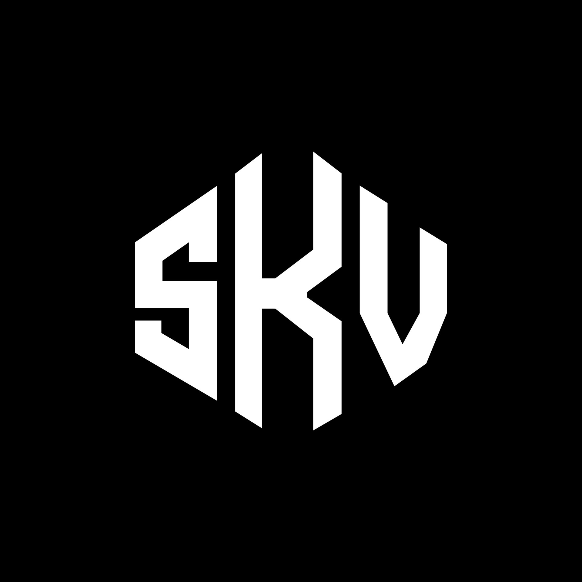 SKV letter logo design with polygon shape. SKV polygon and cube shape logo design. SKV hexagon ...