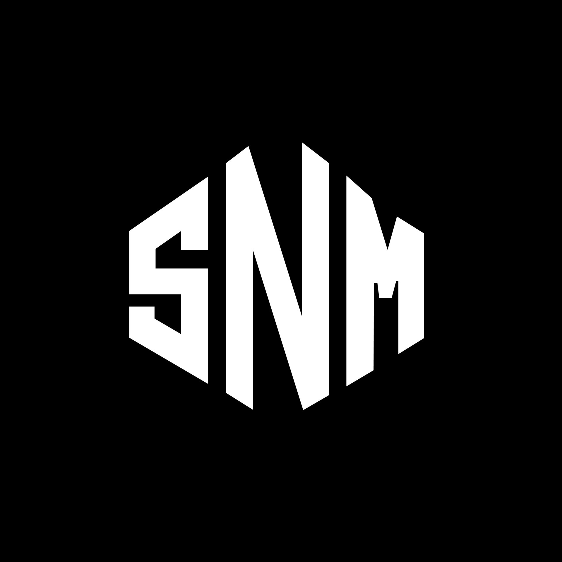 diseño de logotipo de letra snm con forma de polígono. diseño de logotipo en forma de cubo y ...