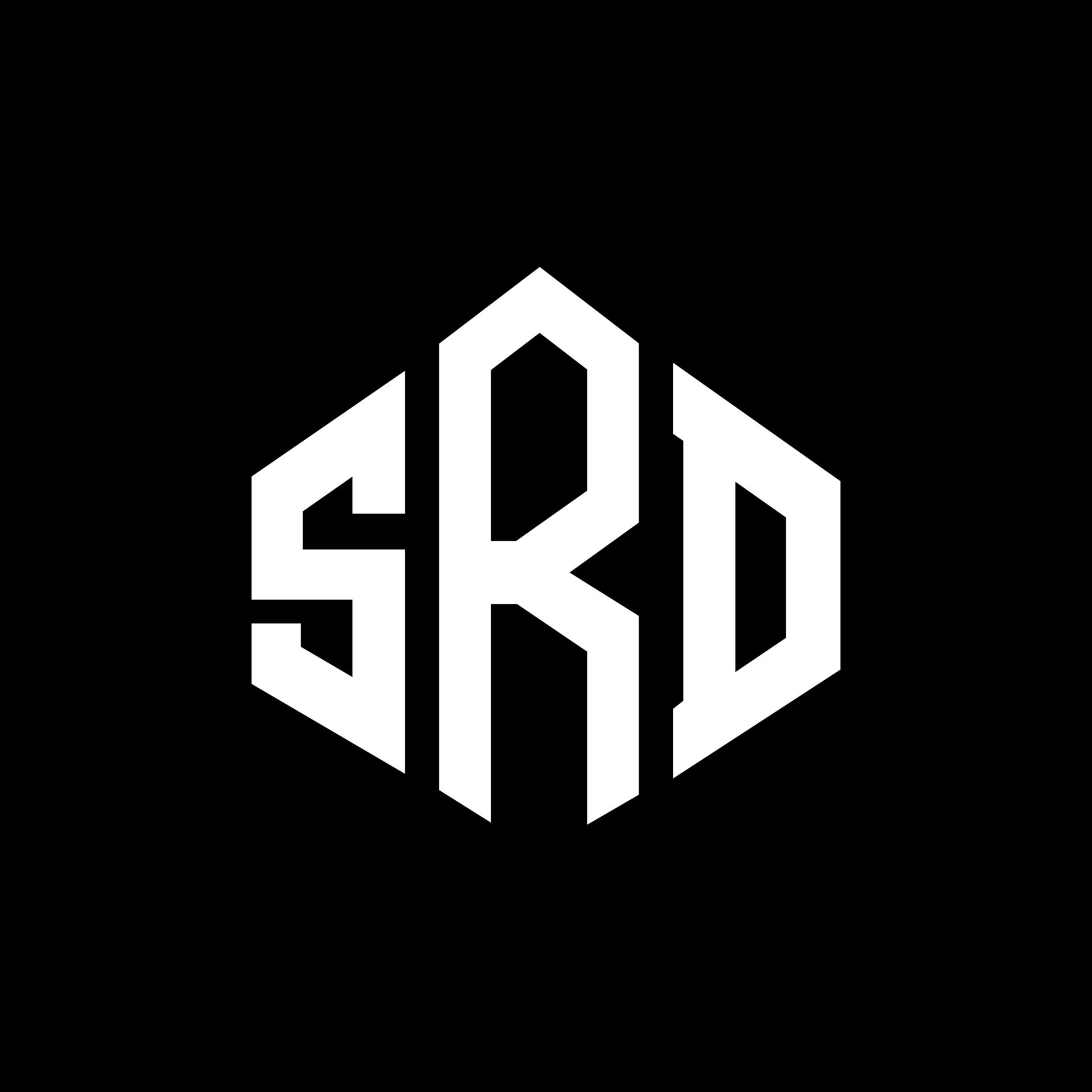 diseño de logotipo de letra srd con forma de polígono. diseño de logotipo en forma de cubo y ...