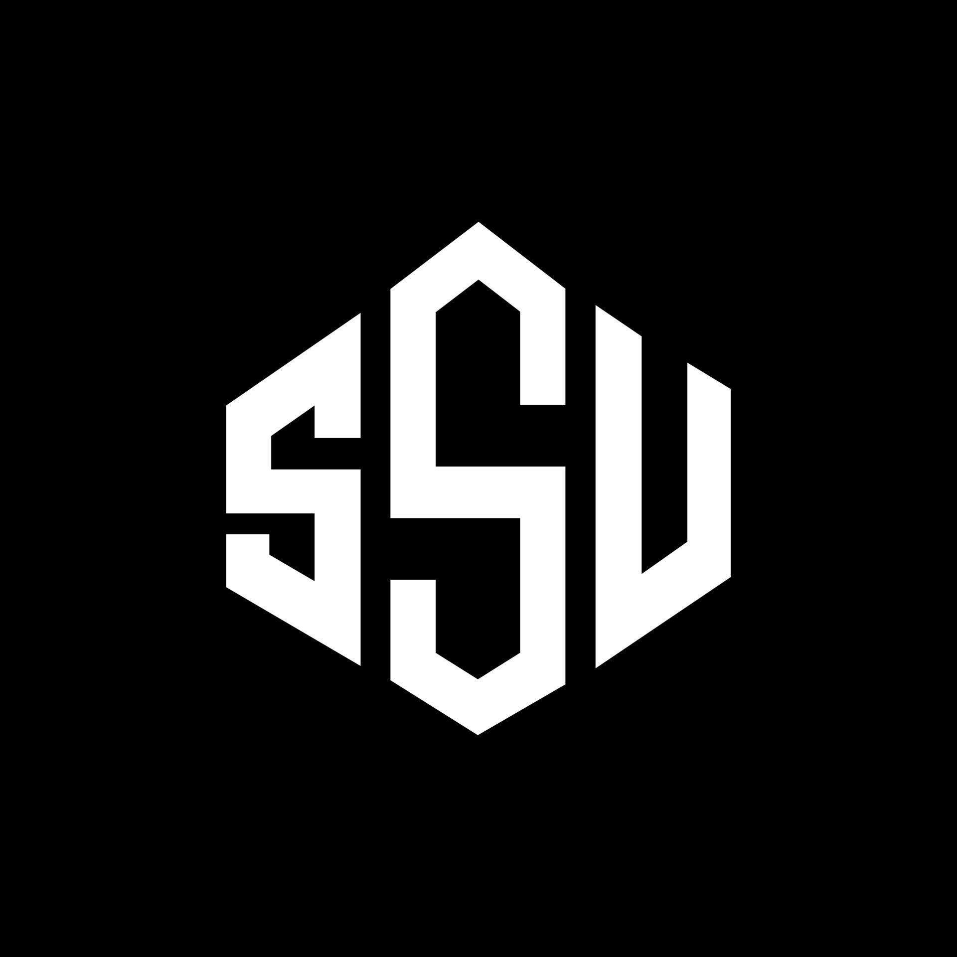 diseño de logotipo de letra ssu con forma de polígono. diseño de logotipo en forma de cubo y ...