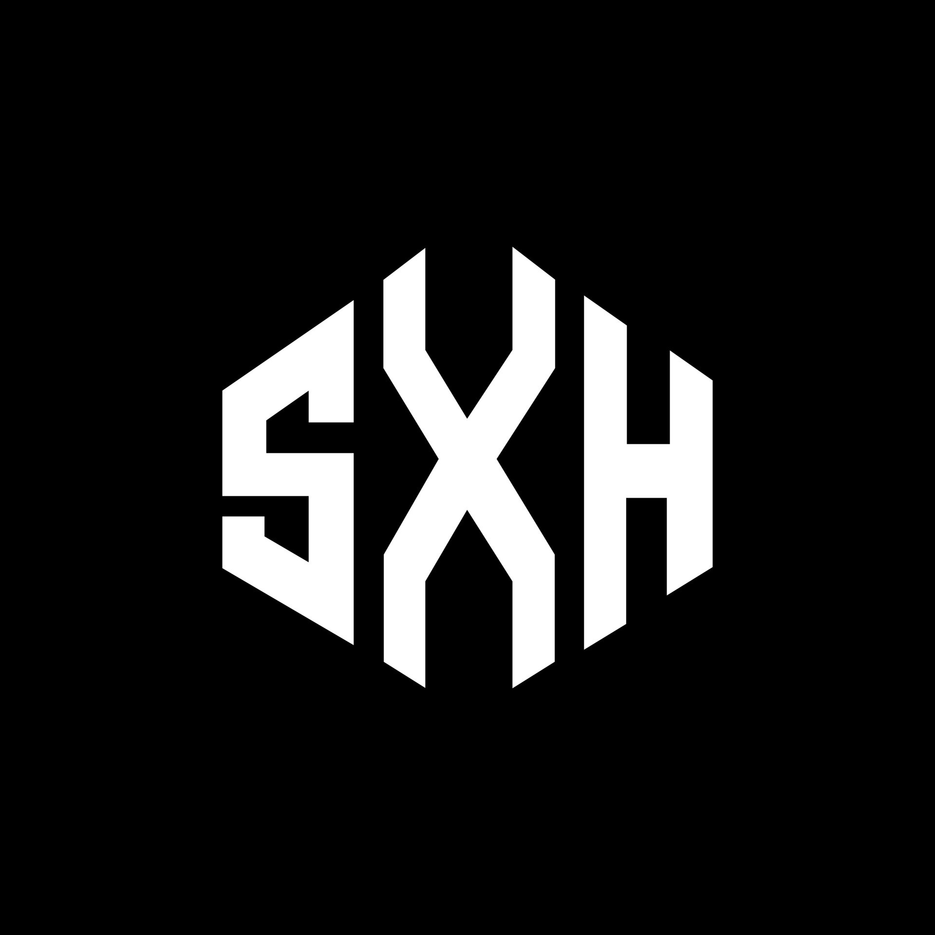 diseño de logotipo de letra sxh con forma de polígono. Diseño de logotipo en forma de cubo y ...