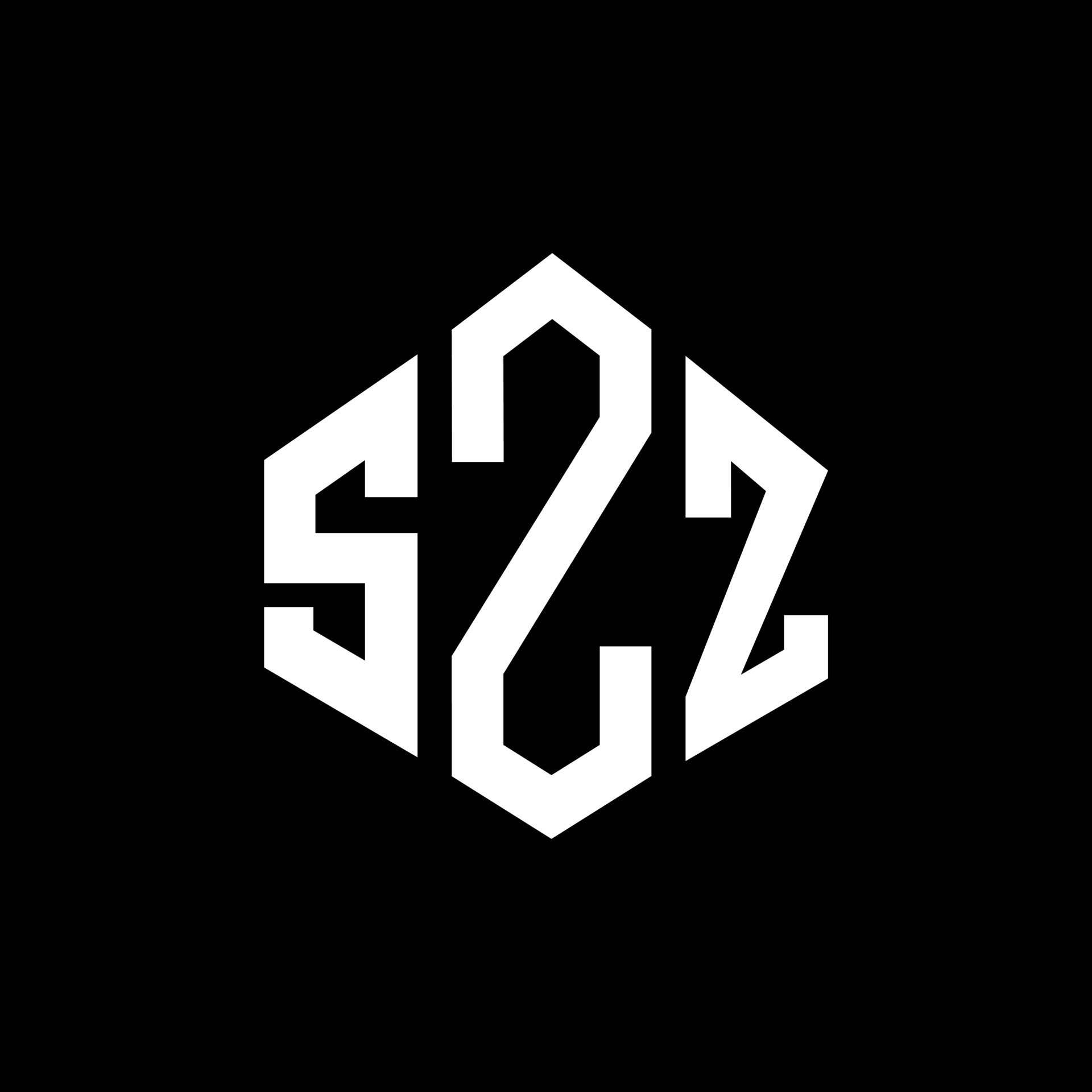 diseño de logotipo de letra szz con forma de polígono. diseño de logotipo en forma de cubo y ...