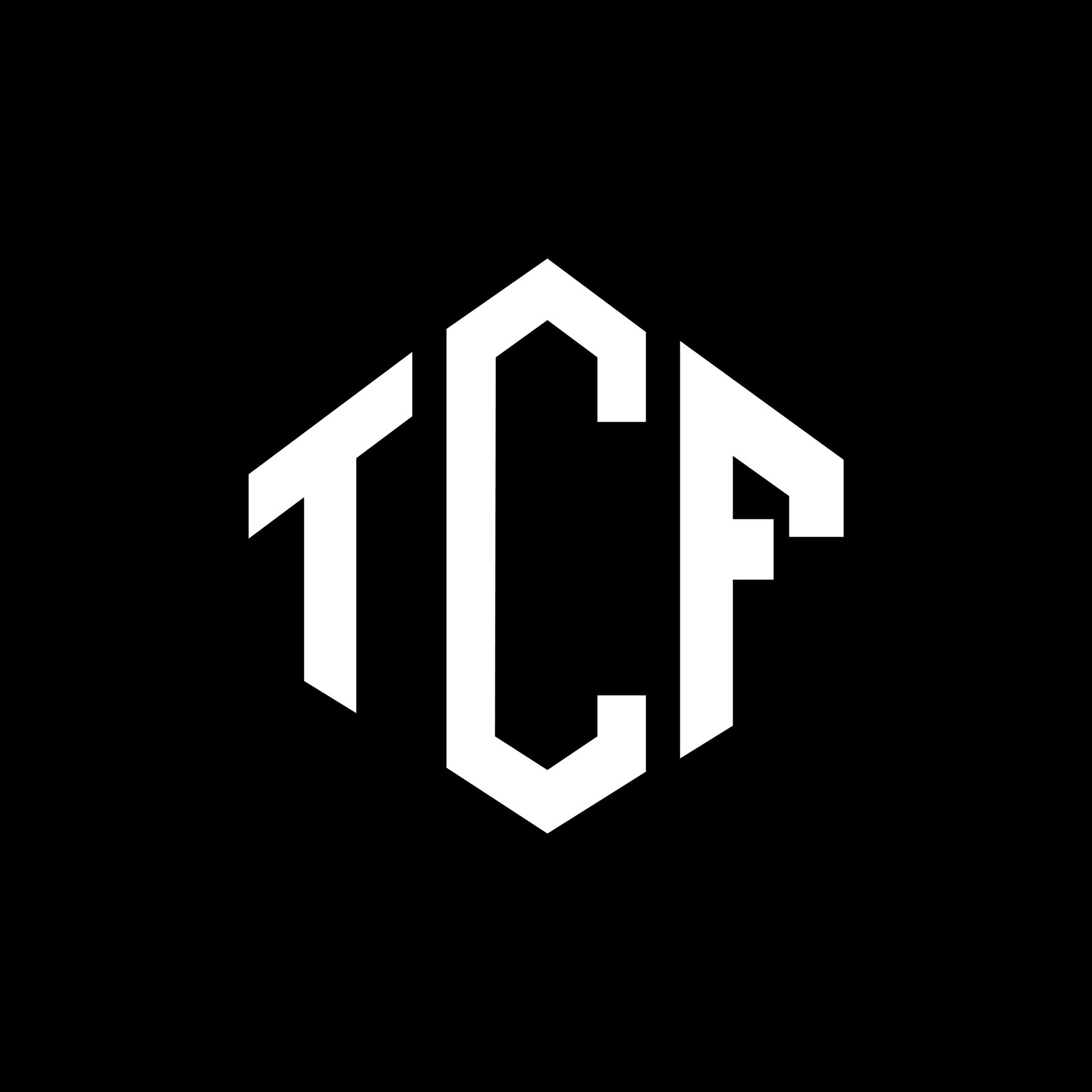 diseño de logotipo de letra tcf con forma de polígono. diseño de logotipo de forma de cubo y ...