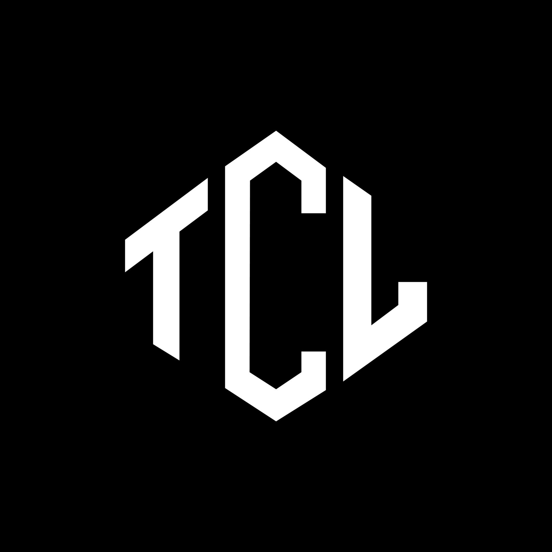 diseño de logotipo de letra tcl con forma de polígono. diseño de logotipo de forma de cubo y ...