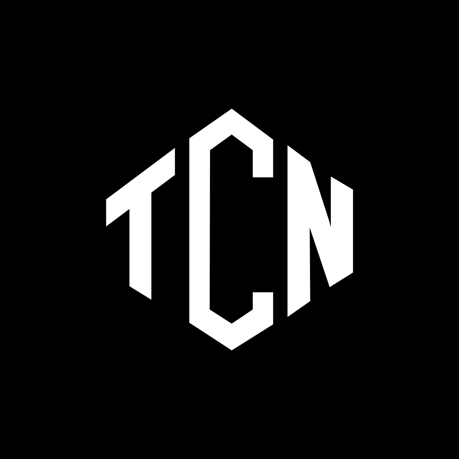 diseño de logotipo de letra tcn con forma de polígono. diseño de logotipo en forma de cubo y ...