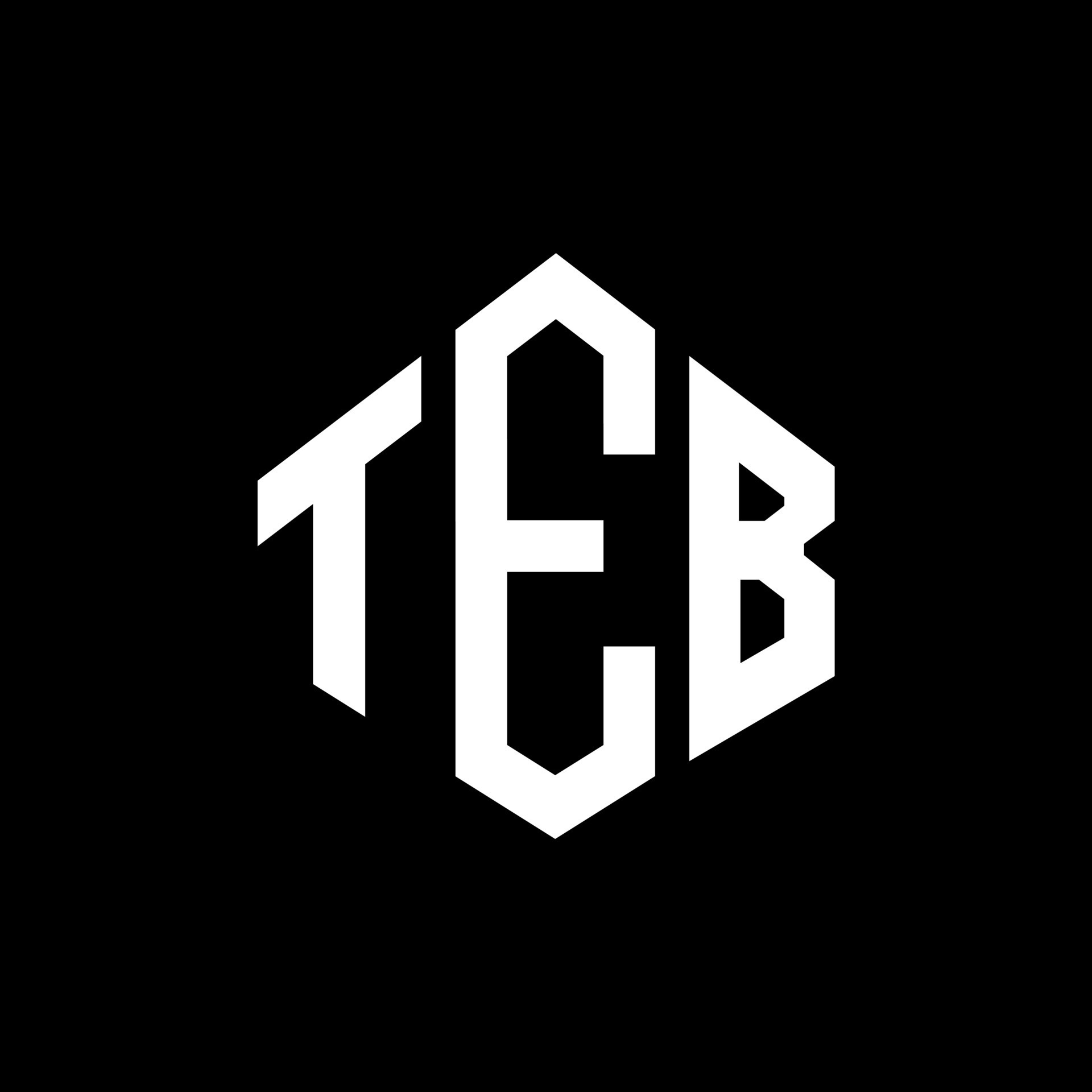 diseño de logotipo de letra teb con forma de polígono. diseño de logotipo en forma de cubo y ...