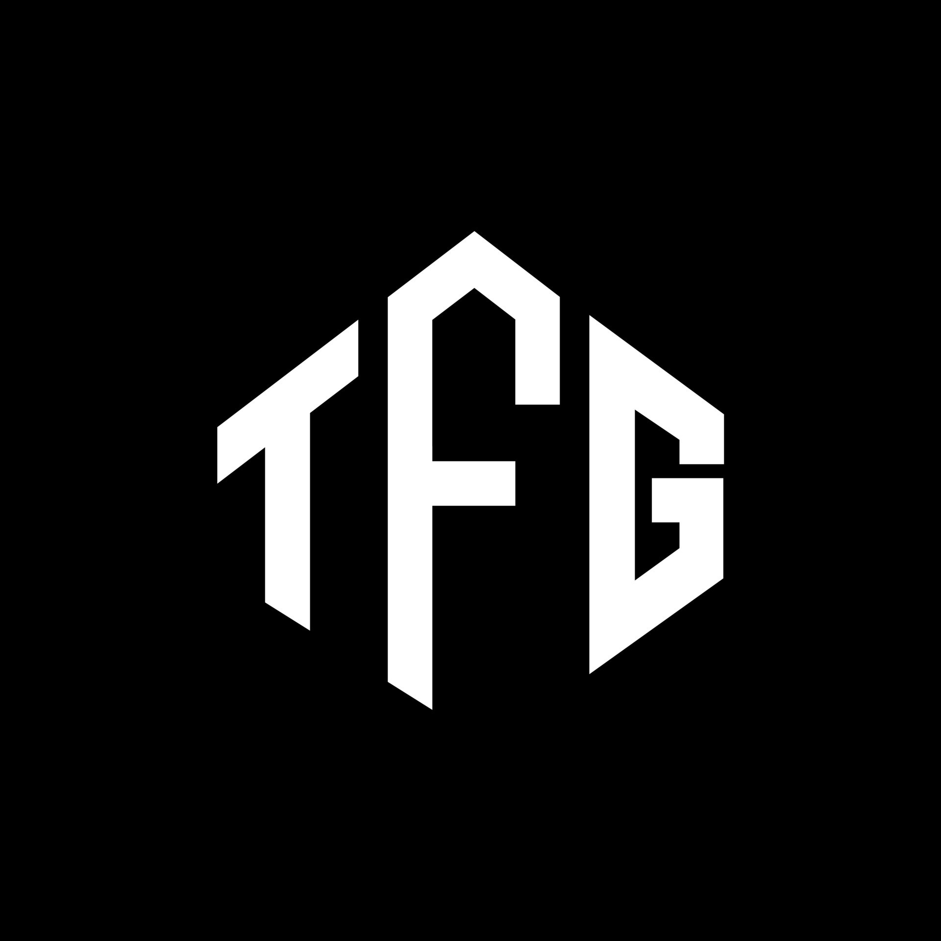 diseño de logotipo de letra tfg con forma de polígono. diseño de logotipo en forma de cubo y ...