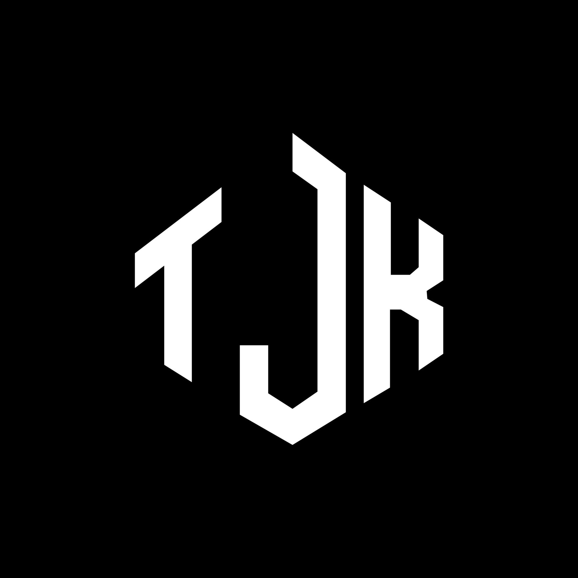 diseño de logotipo de letra tjk con forma de polígono. diseño de logotipo en forma de cubo y ...