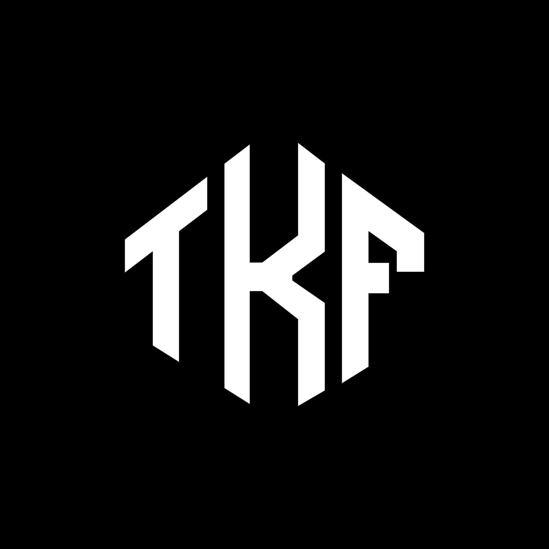 diseño de logotipo de letra tkf con forma de polígono. diseño de logotipo de forma de cubo y ...