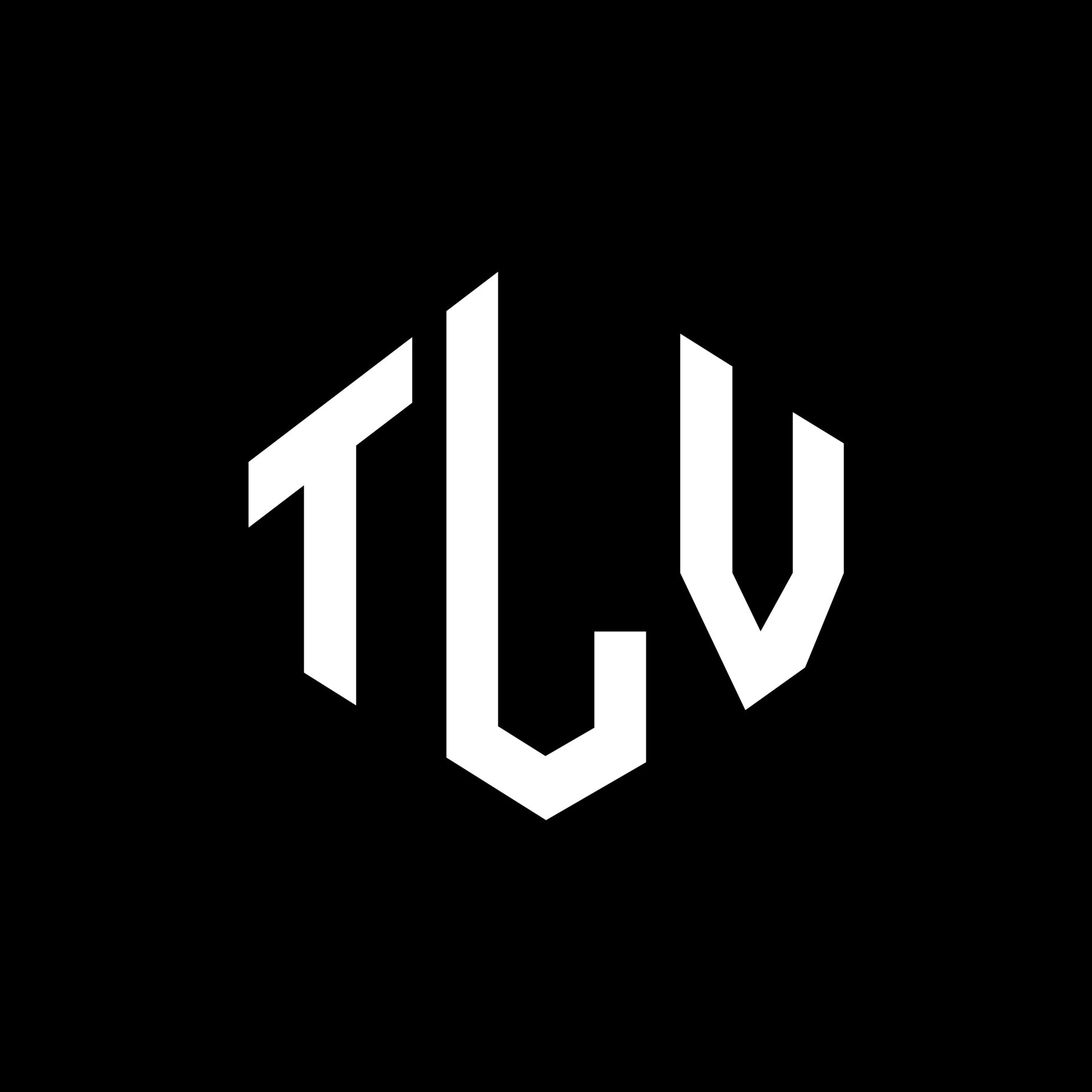 diseño de logotipo de letra tlv con forma de polígono. diseño de logotipo en forma de cubo y ...