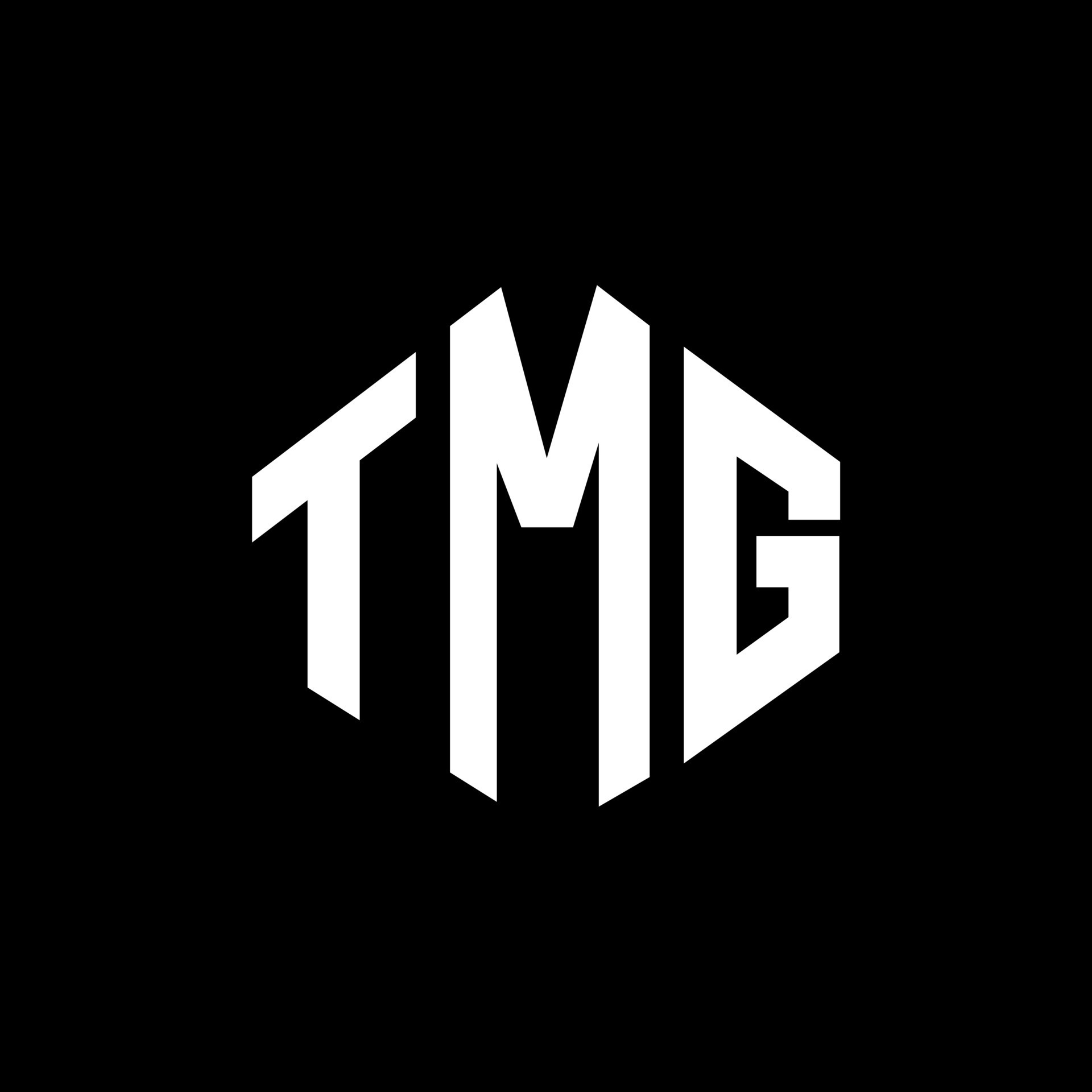 diseño de logotipo de letra tmg con forma de polígono. diseño de logotipo de forma de cubo y ...