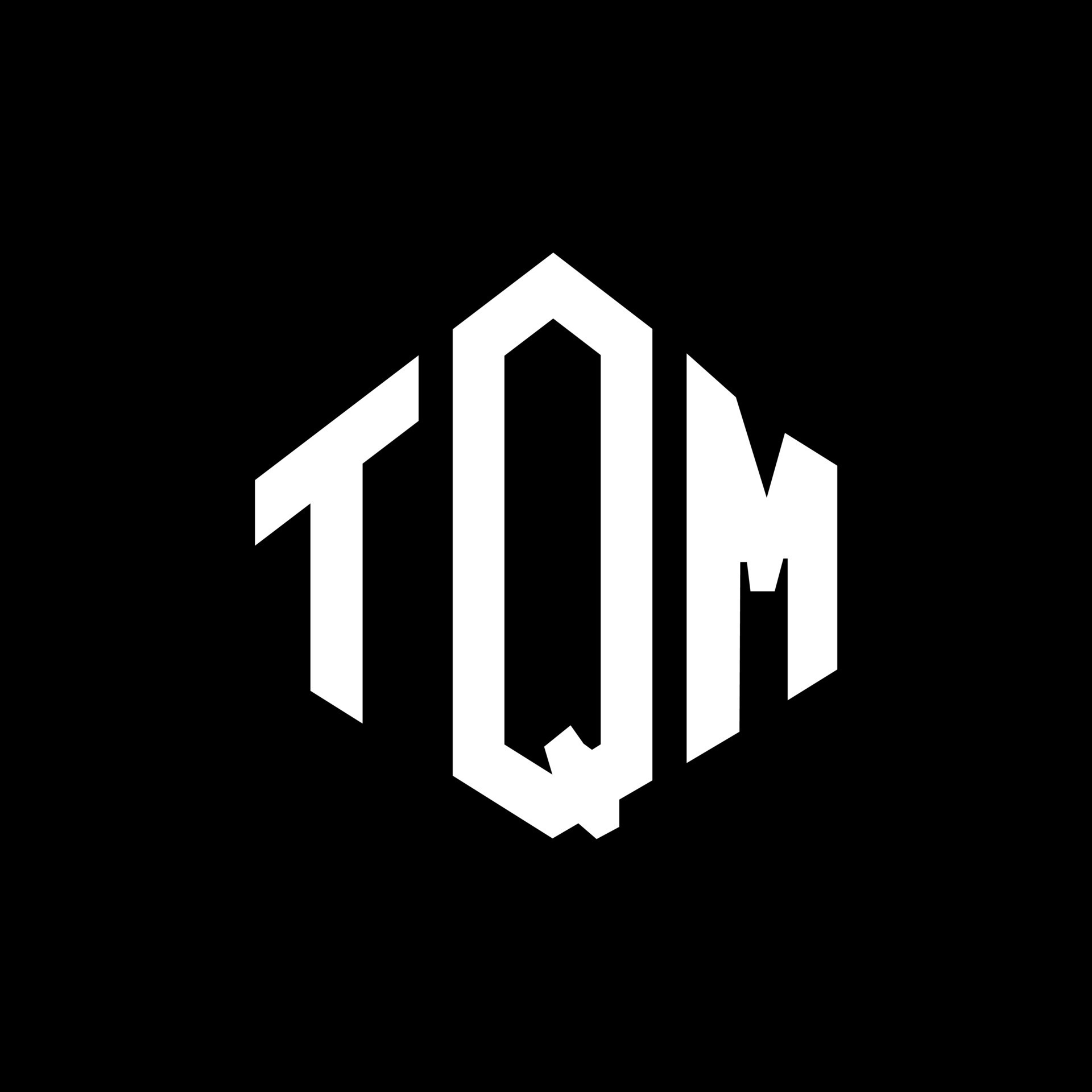 diseño de logotipo de letra tqm con forma de polígono. diseño de logotipo en forma de cubo y ...