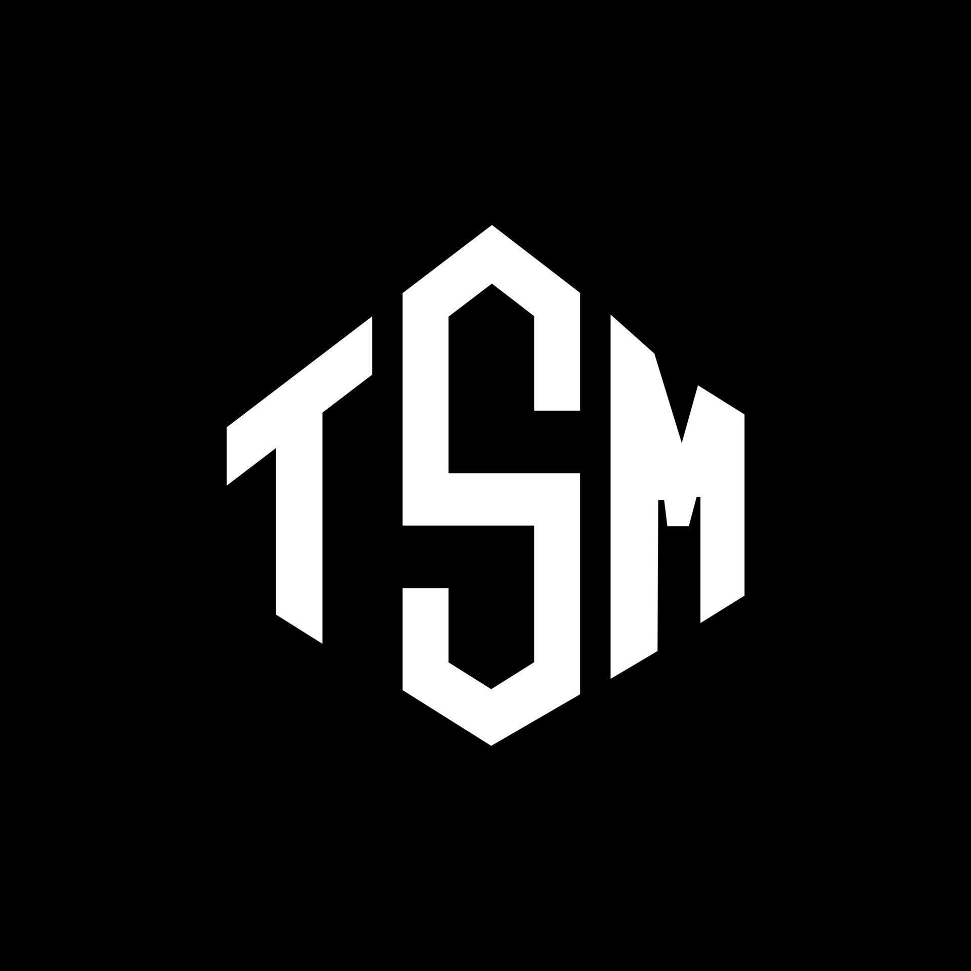 TSM letter logo design with polygon shape. TSM polygon and cube shape logo design. TSM hexagon ...