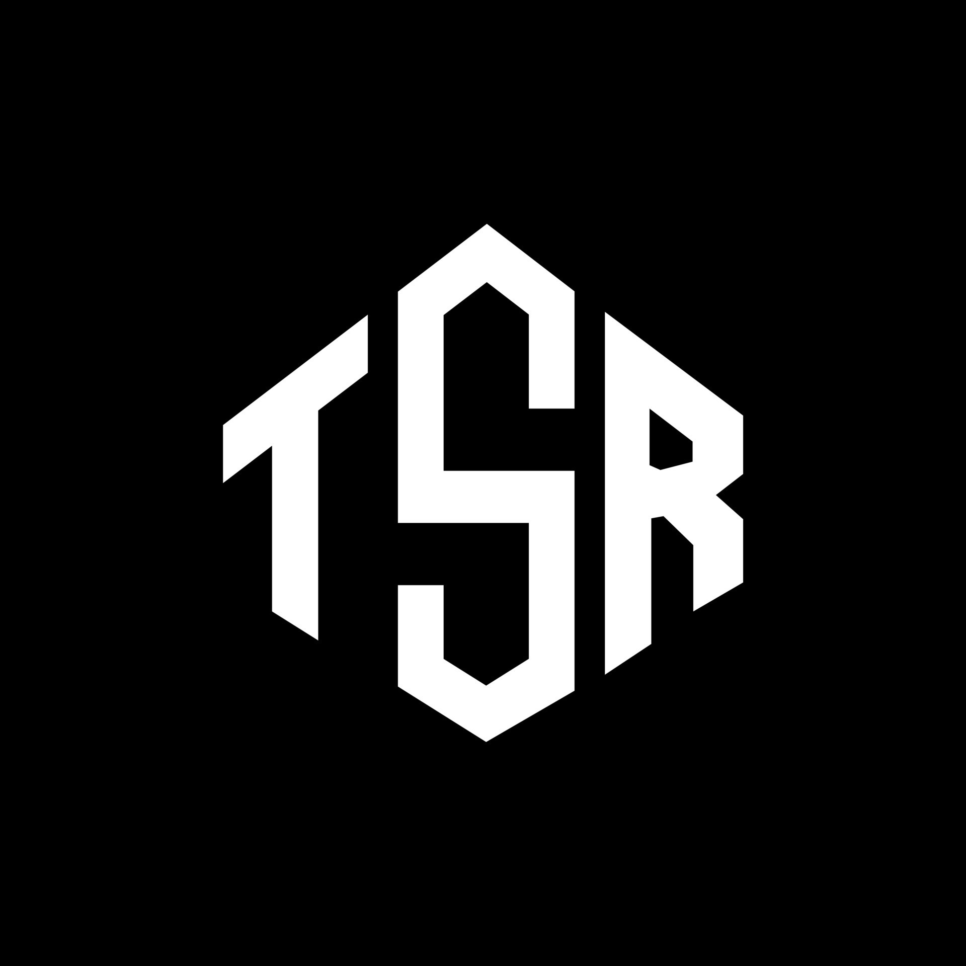 diseño de logotipo de letra tsr con forma de polígono. diseño de logotipo en forma de cubo y ...