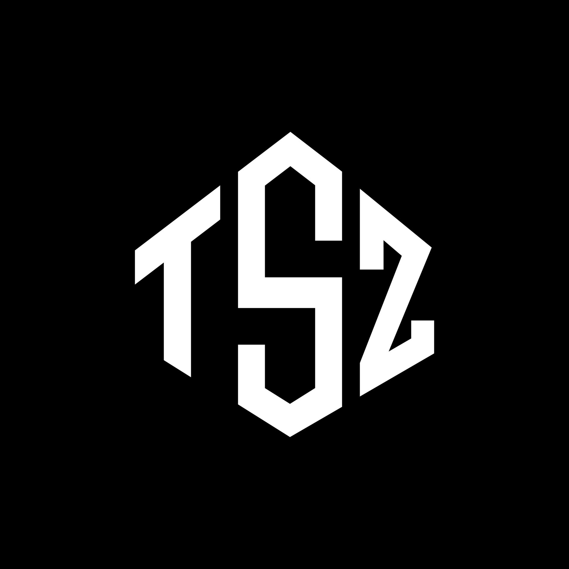 diseño de logotipo de letra tsz con forma de polígono. diseño de logotipo en forma de cubo y ...
