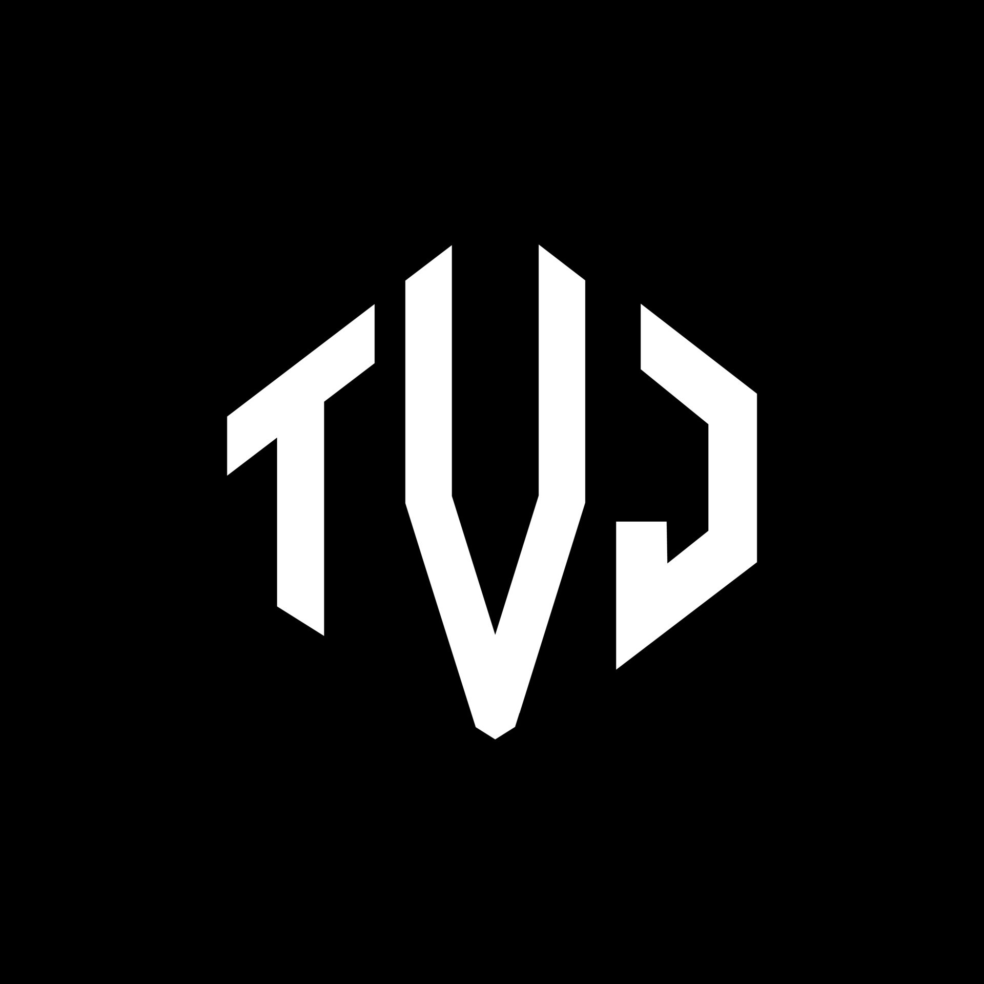 TVJ letter logo design with polygon shape. TVJ polygon and cube shape logo design. TVJ hexagon ...