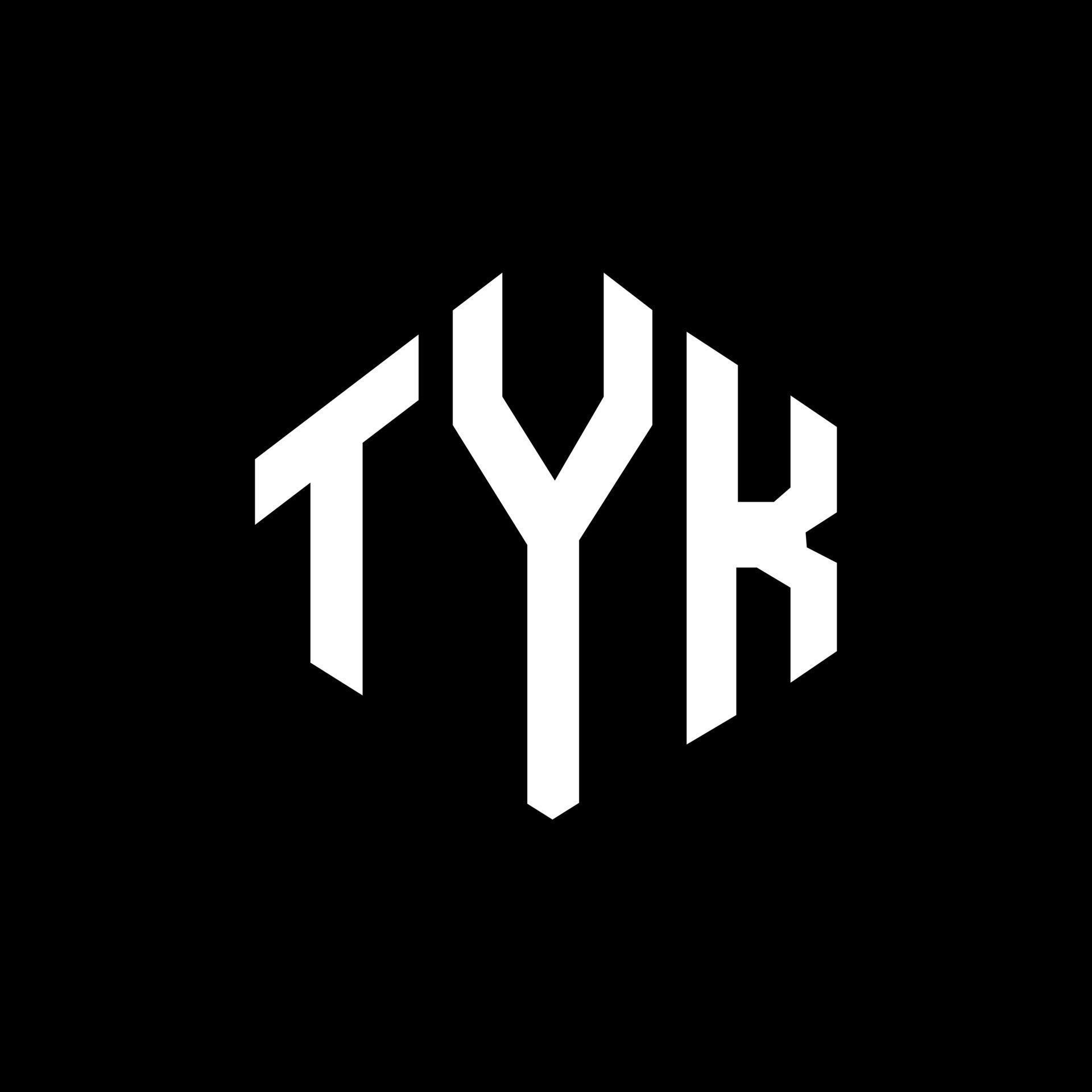 diseño de logotipo de letra tyk con forma de polígono. diseño de logotipo en forma de cubo y ...