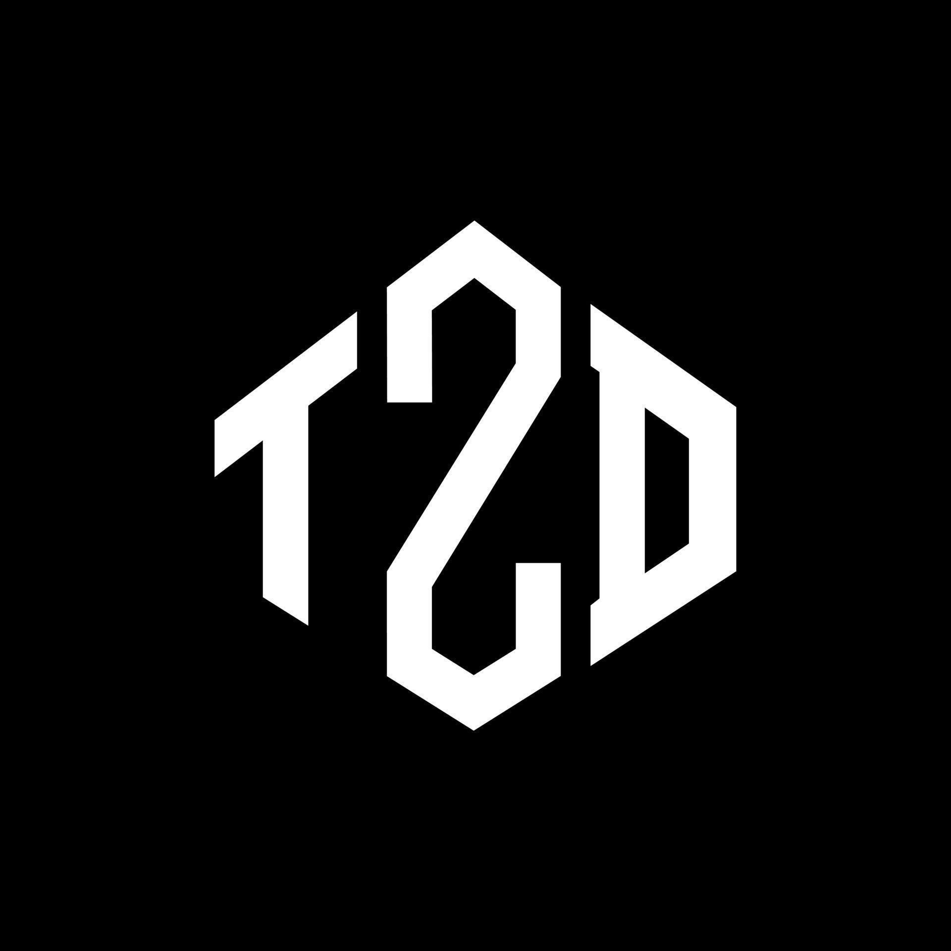 TZD letter logo design with polygon shape. TZD polygon and cube shape logo design. TZD hexagon ...