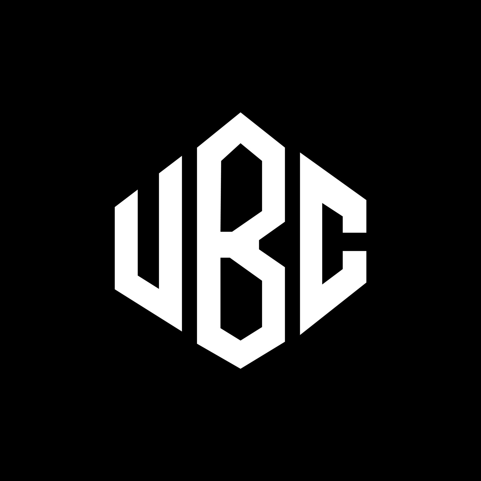 diseño de logotipo de letra ubc con forma de polígono. diseño de logotipo en forma de cubo y ...