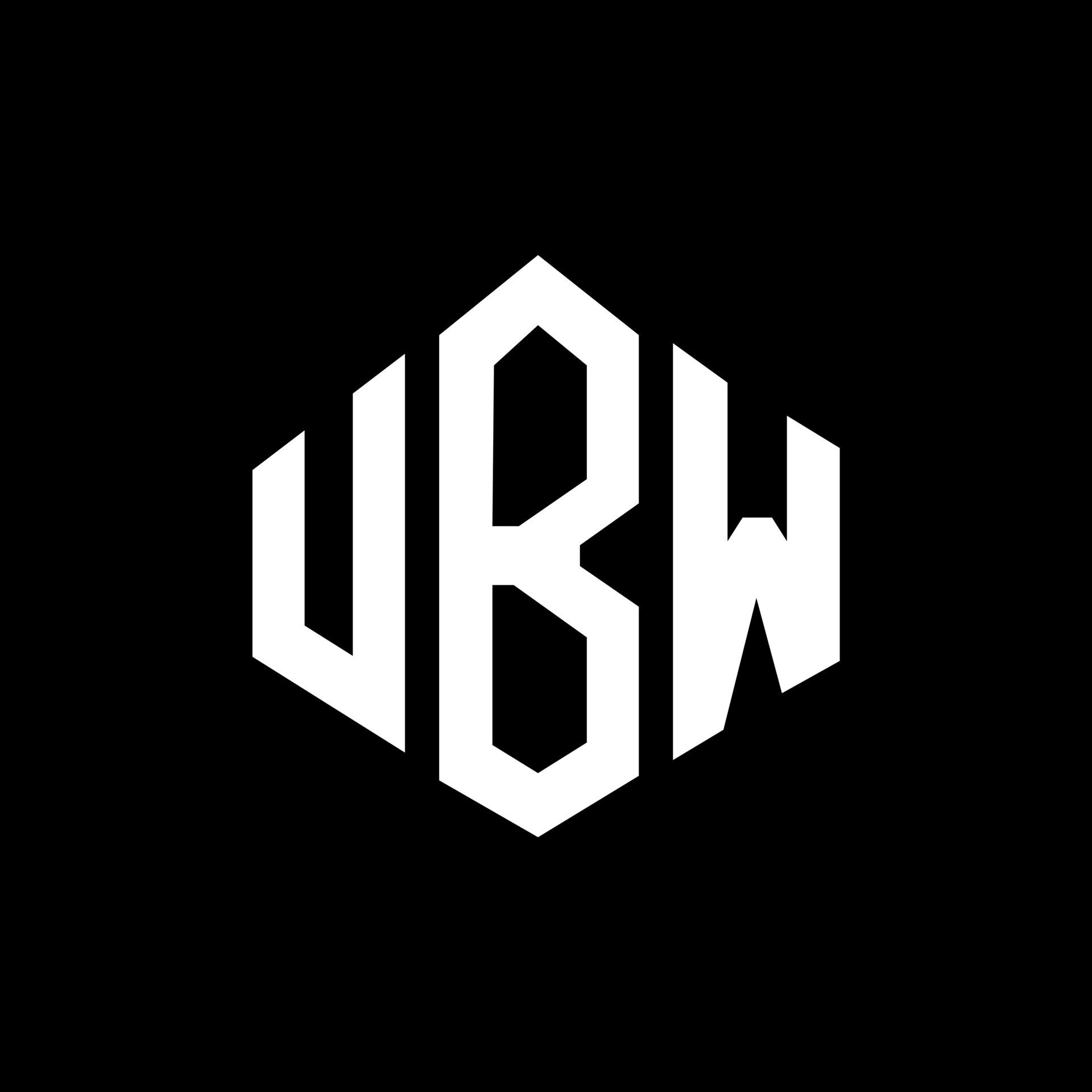 diseño de logotipo de letra ubw con forma de polígono. diseño de logotipo en forma de cubo y ...