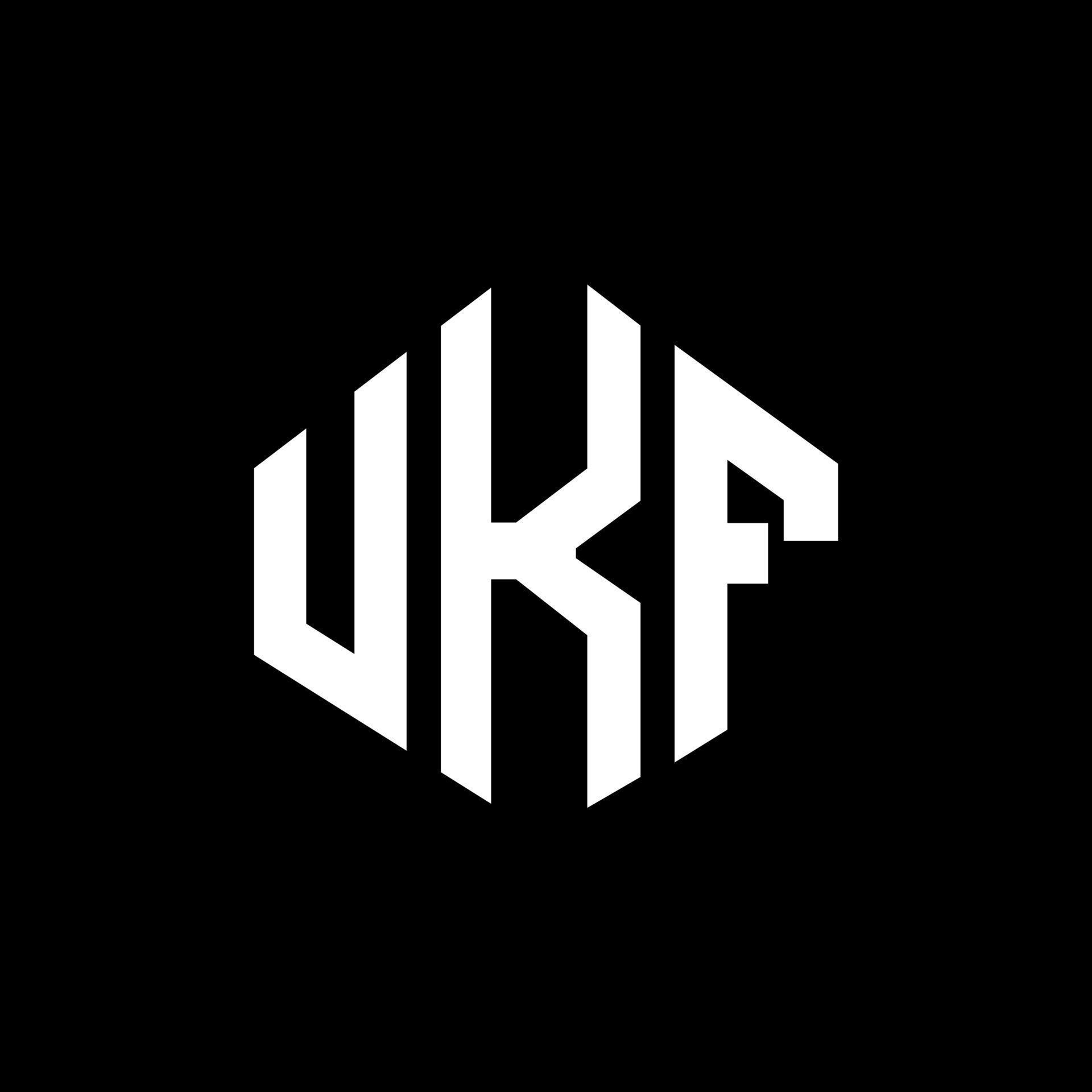 UKF letter logo design with polygon shape. UKF polygon and cube shape logo design. UKF hexagon ...