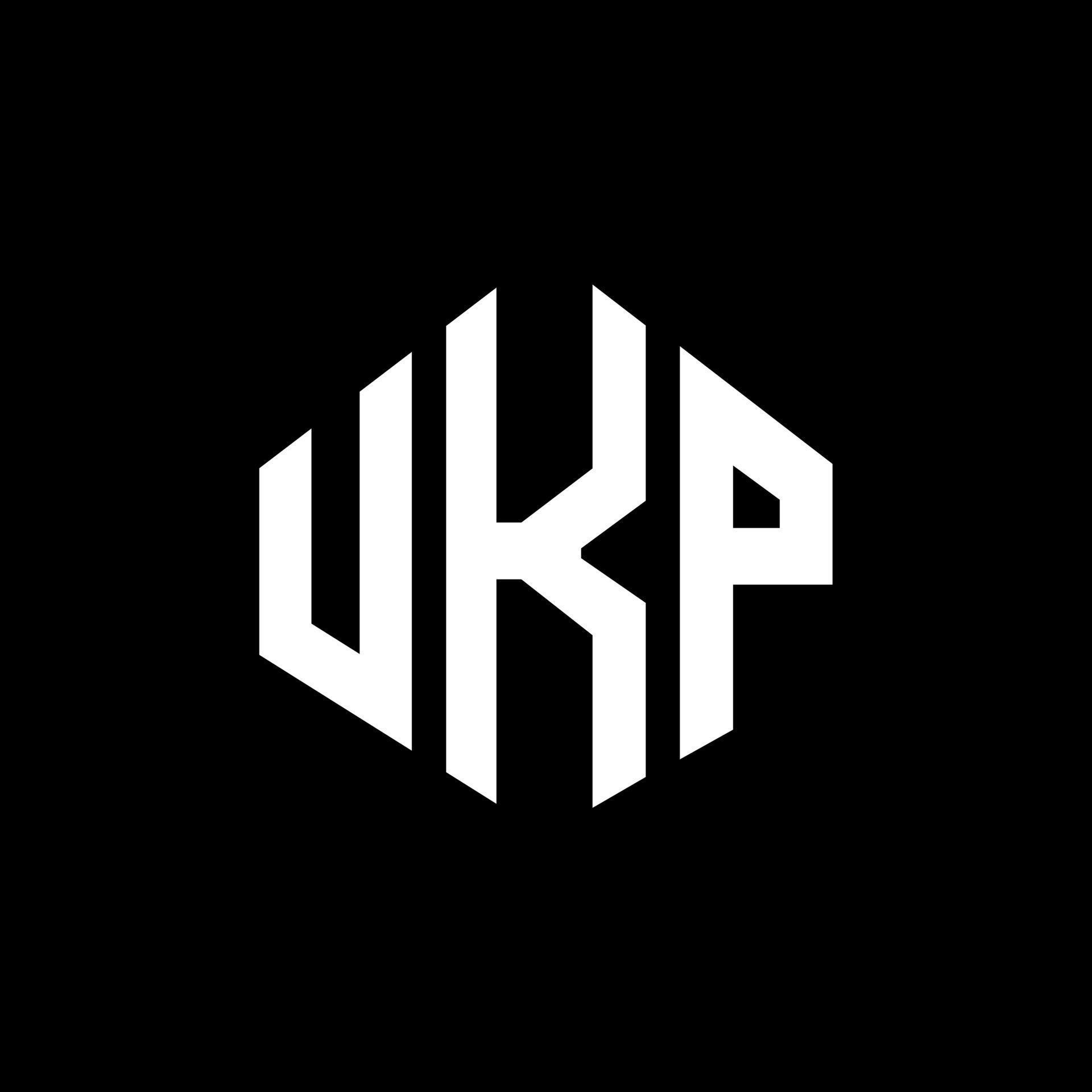 diseño de logotipo de letra ukp con forma de polígono. diseño de logotipo de forma de cubo y ...