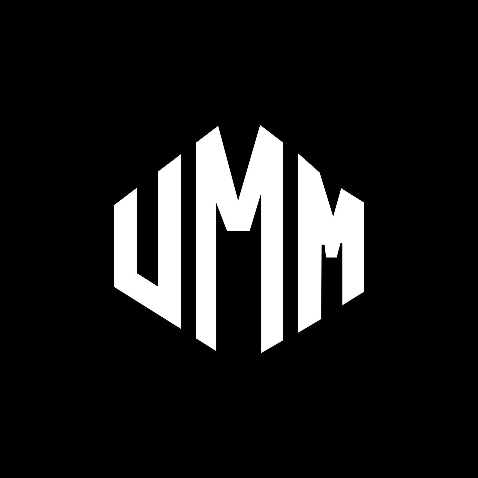 UMM letter logo design with polygon shape. UMM polygon and cube shape logo design. UMM hexagon ...