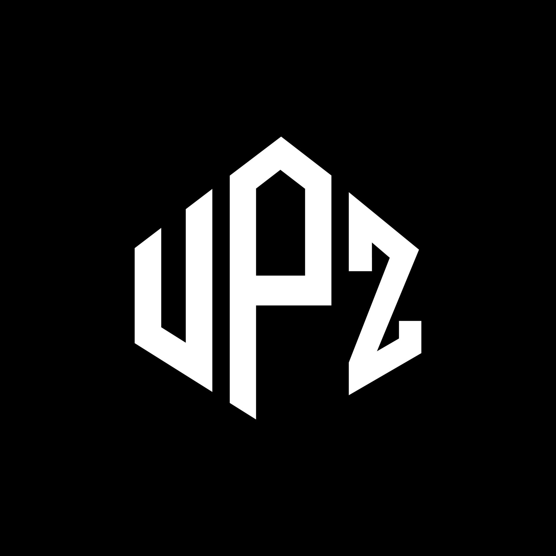 diseño de logotipo de letra upz con forma de polígono. diseño de logotipo en forma de cubo y ...