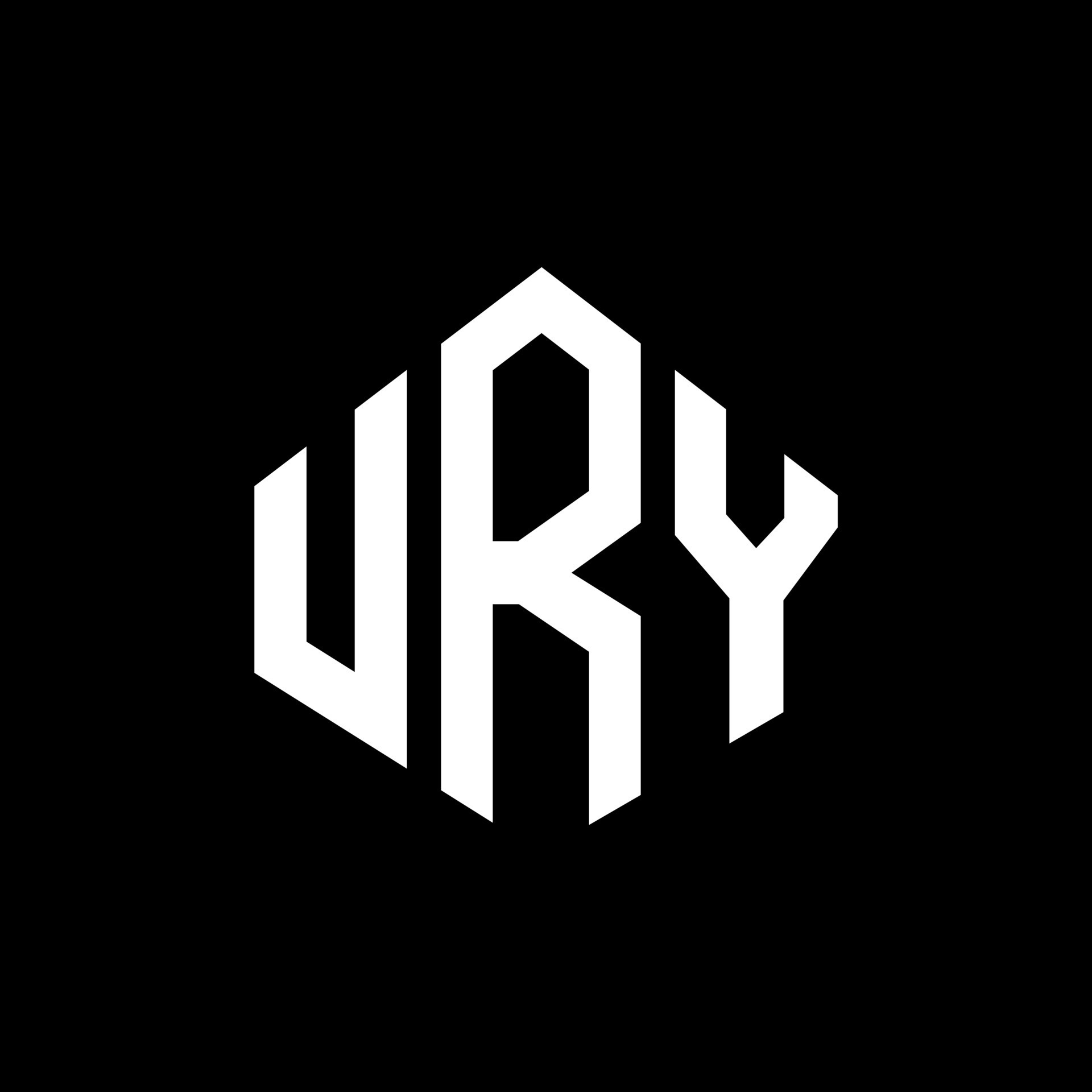 diseño de logotipo de letra ury con forma de polígono. Diseño de logotipo en forma de polígono y ...