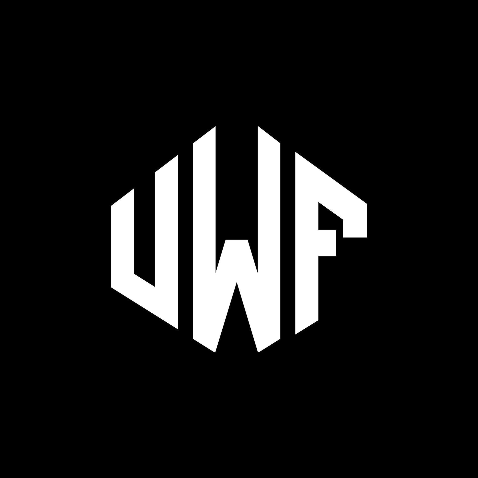 diseño de logotipo de letra uwf con forma de polígono. diseño de logotipo en forma de cubo y ...