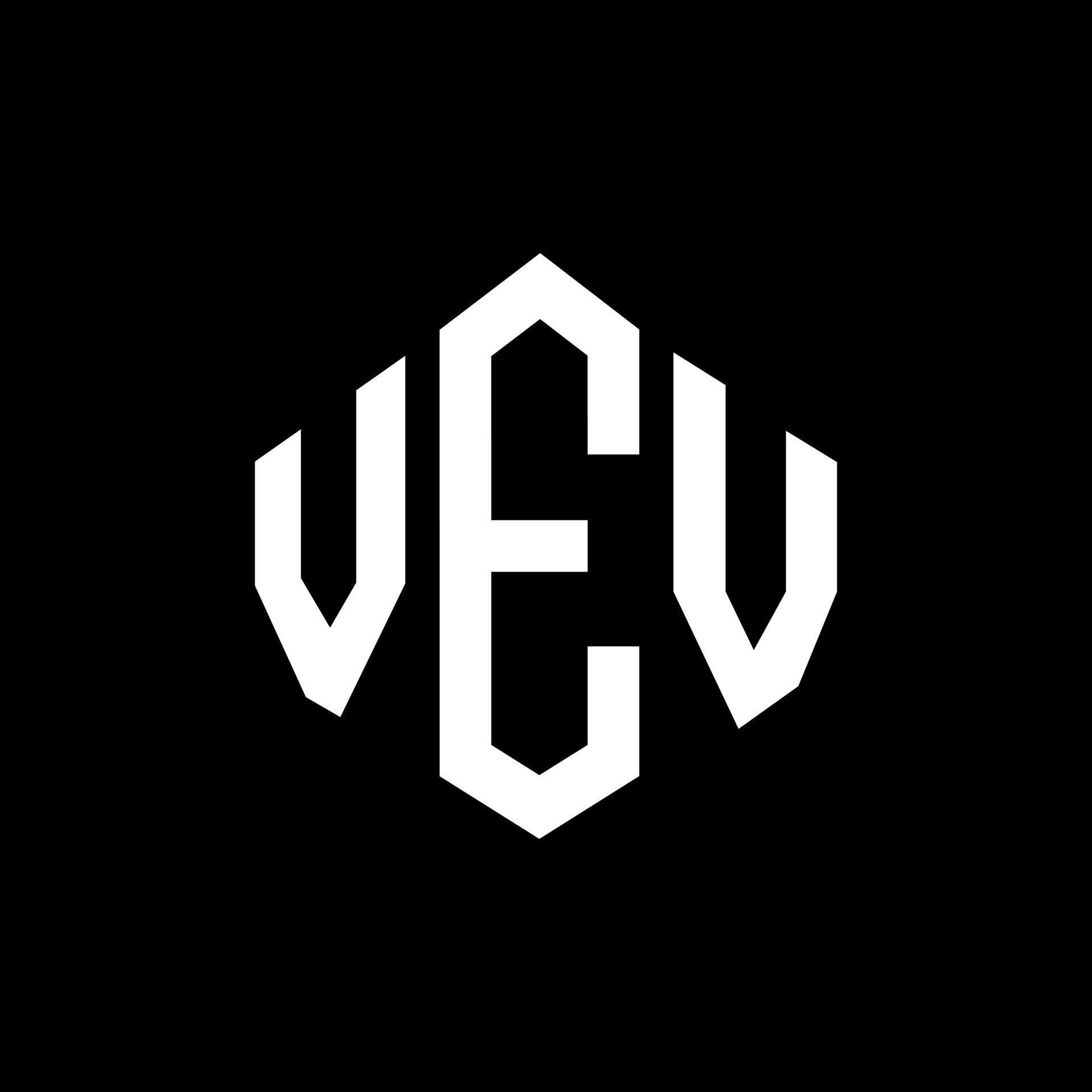VEV letter logo design with polygon shape. VEV polygon and cube shape logo design. VEV hexagon ...
