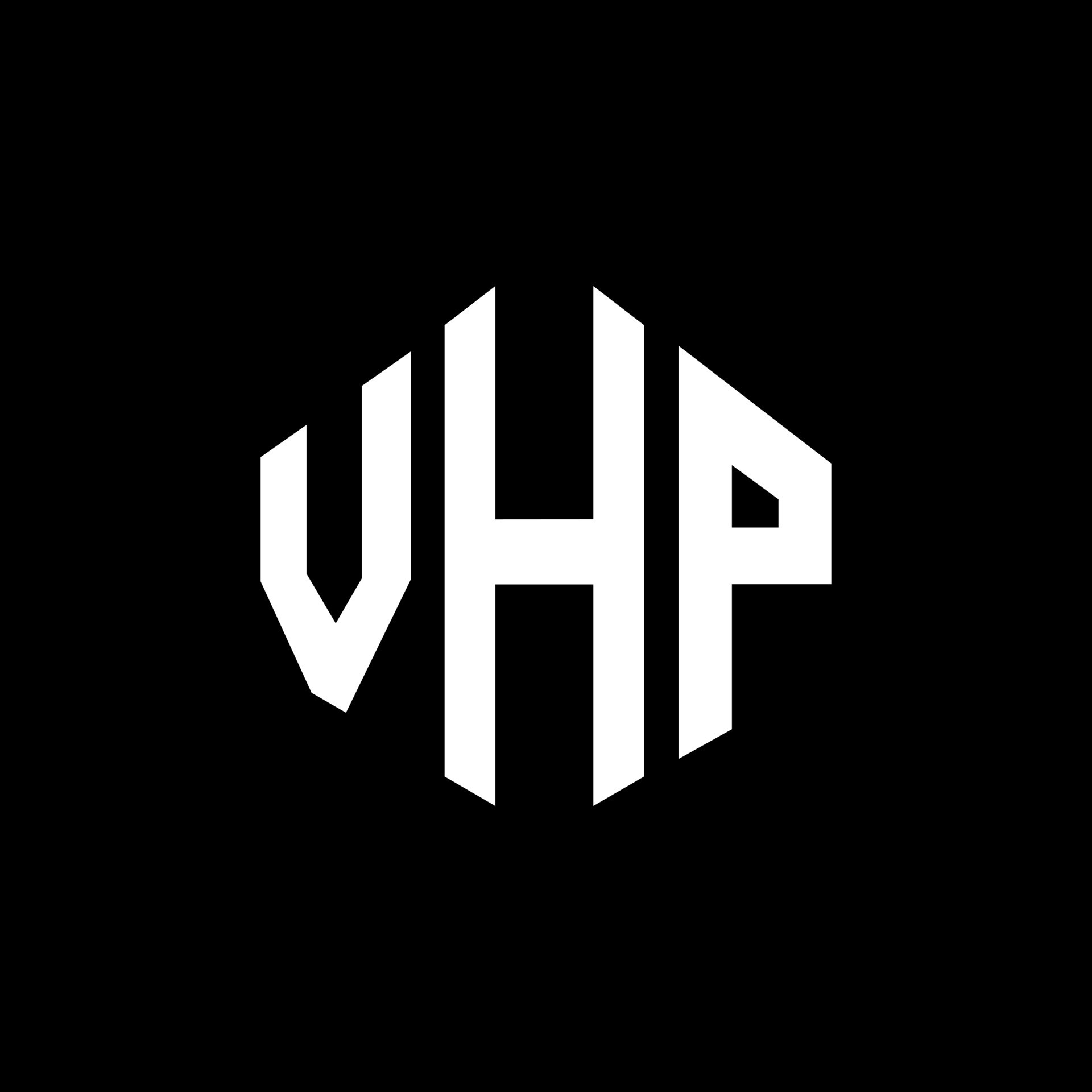 diseño de logotipo de letra vhp con forma de polígono. diseño de logotipo en forma de cubo y ...